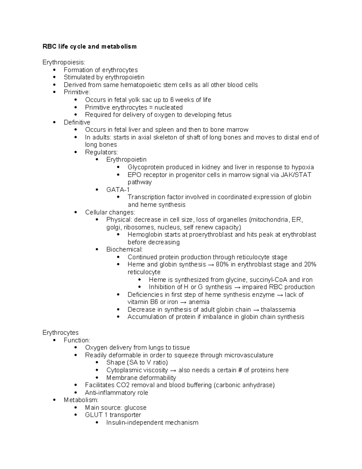 RBC life cycle and metabolism - RBC life cycle and metabolism ...