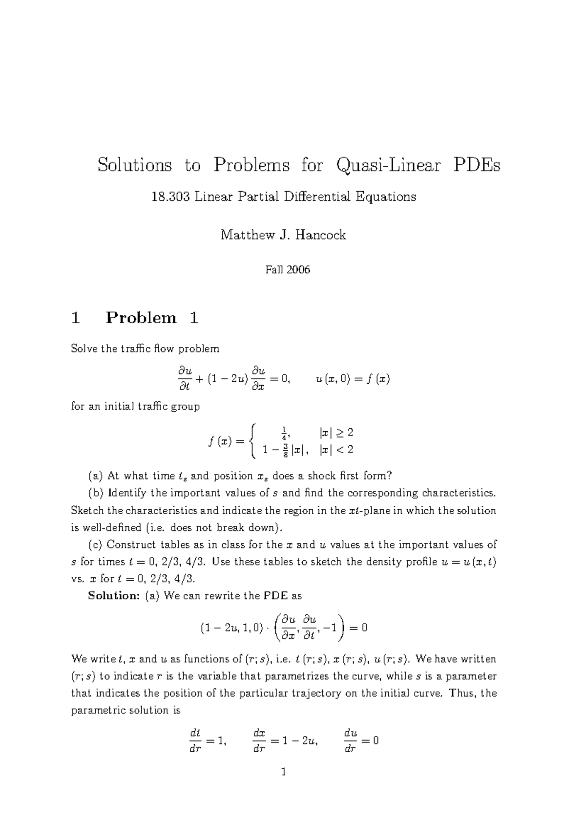 Probquasisolns - Solutions to PSET for 18.03, worth 20% of Final grade ...