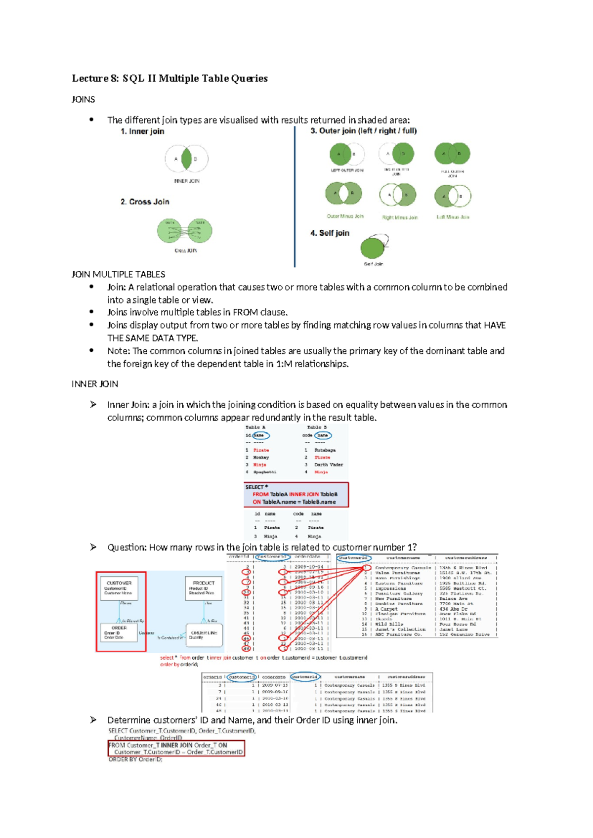 Lecture 8 - Lecture 8: SQL II Multiple Table Queries JOINS The ...