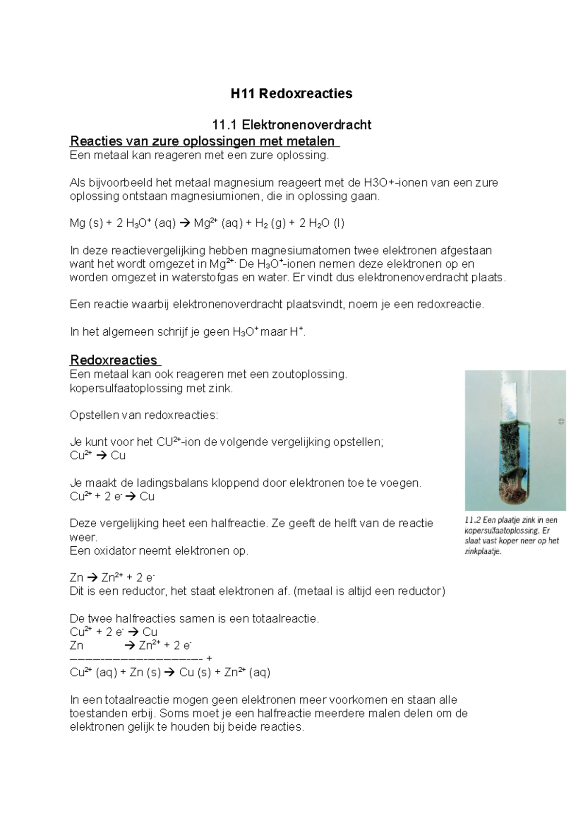 H11 Redoxreacties - Als bijvoorbeeld het metaal magnesium reageert met ...