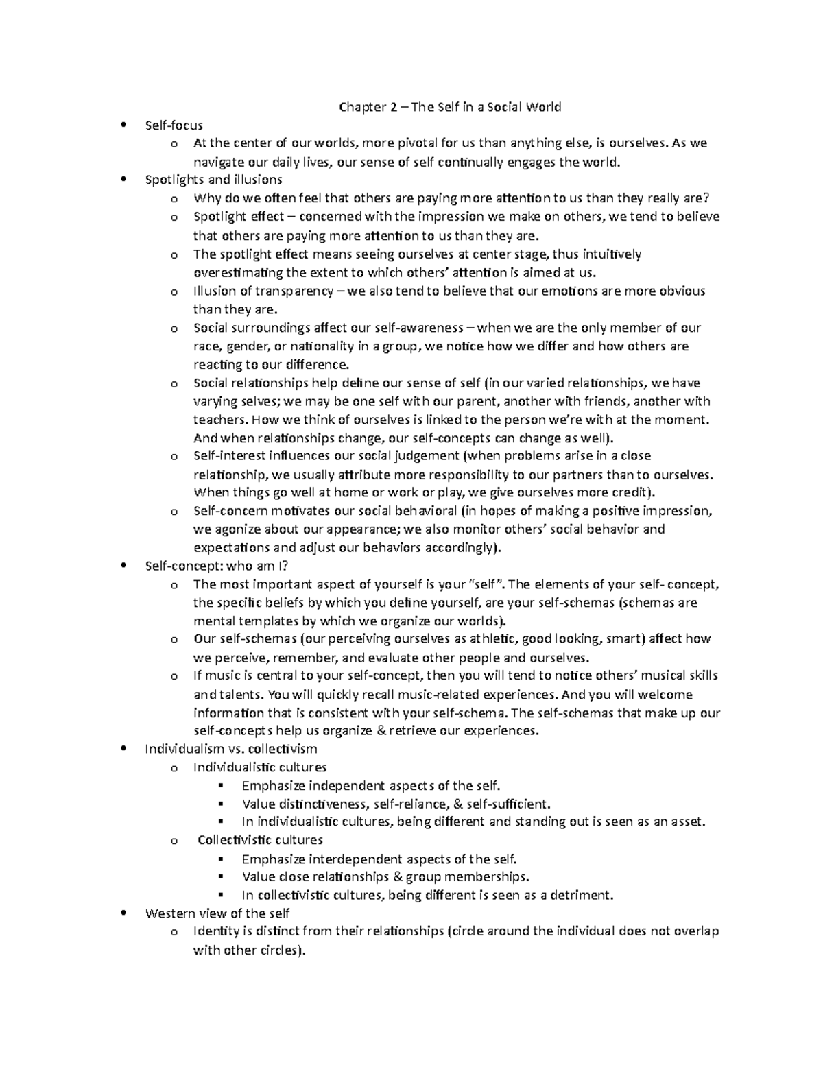 Chapter 2 – The Self in a Social World - Chapter 2 – The Self in a ...