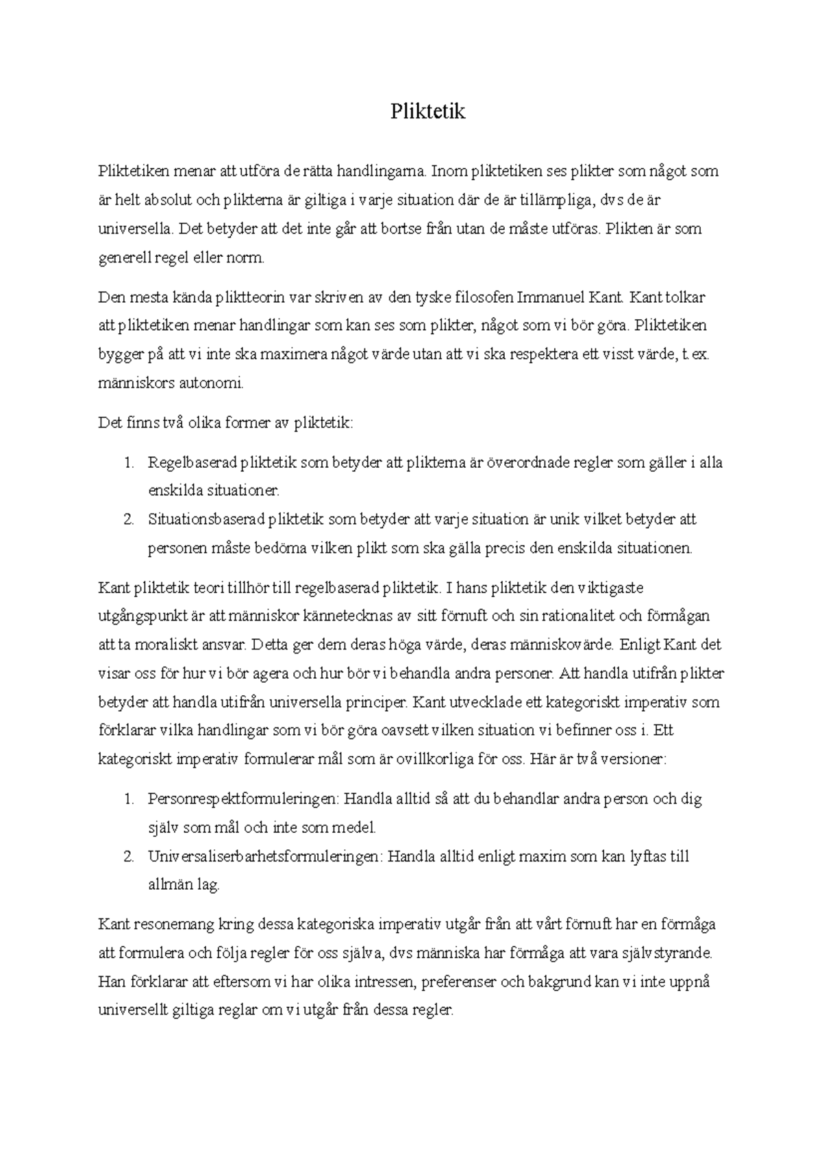 Pliktetik - Etikboken - 1SJ003 - KI - Studocu