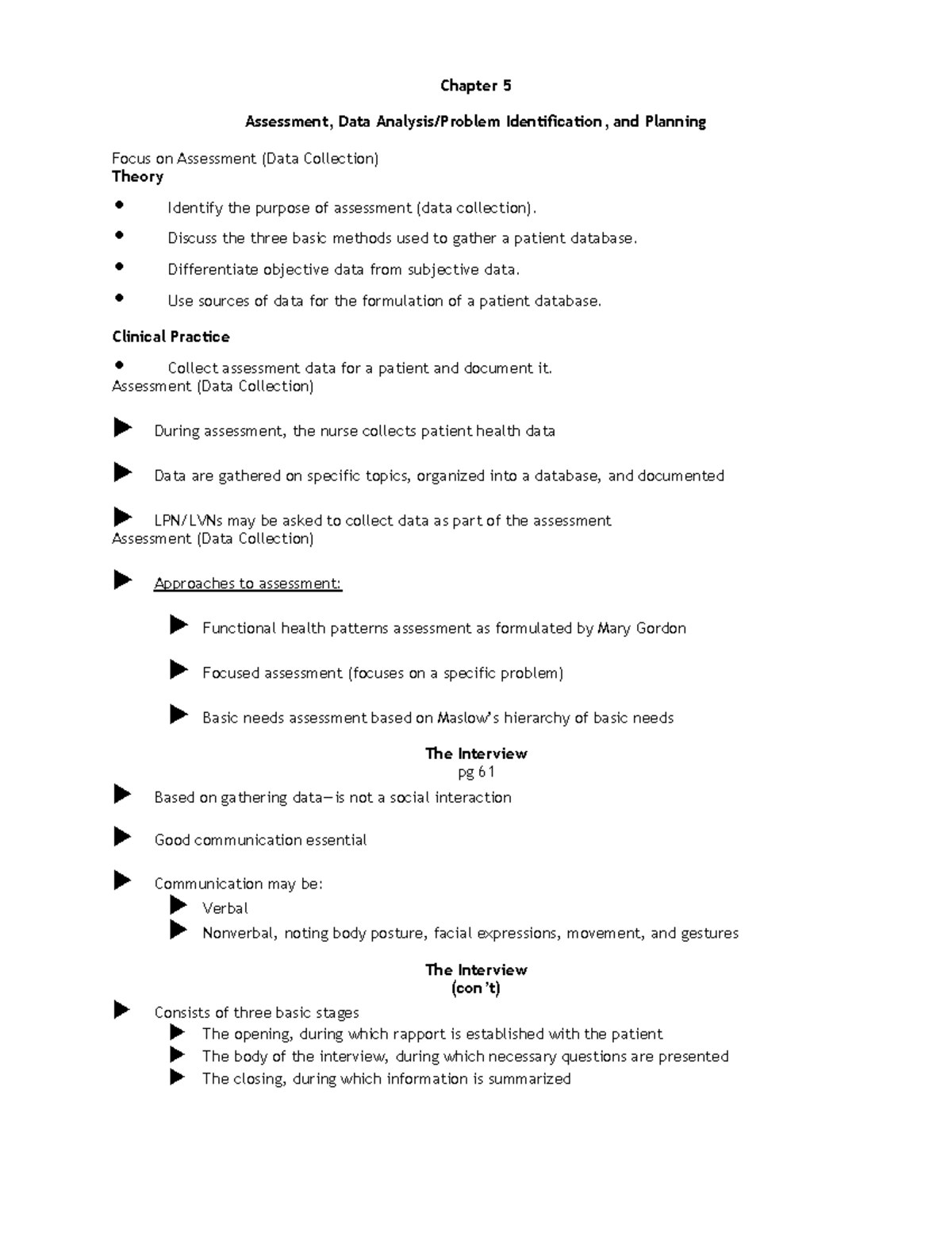 Chapter 5 Nursing Process - Chapter 5 Assessment, Data Analysis/Problem ...