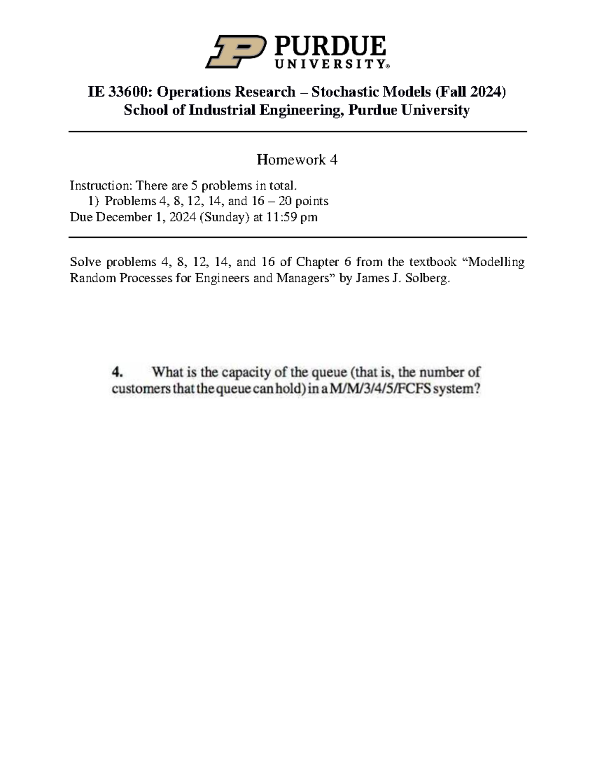 IE336 HW4 - Assignment on queue - IE 33600 - IE 33600: Operations Research – Stochastic Models ...