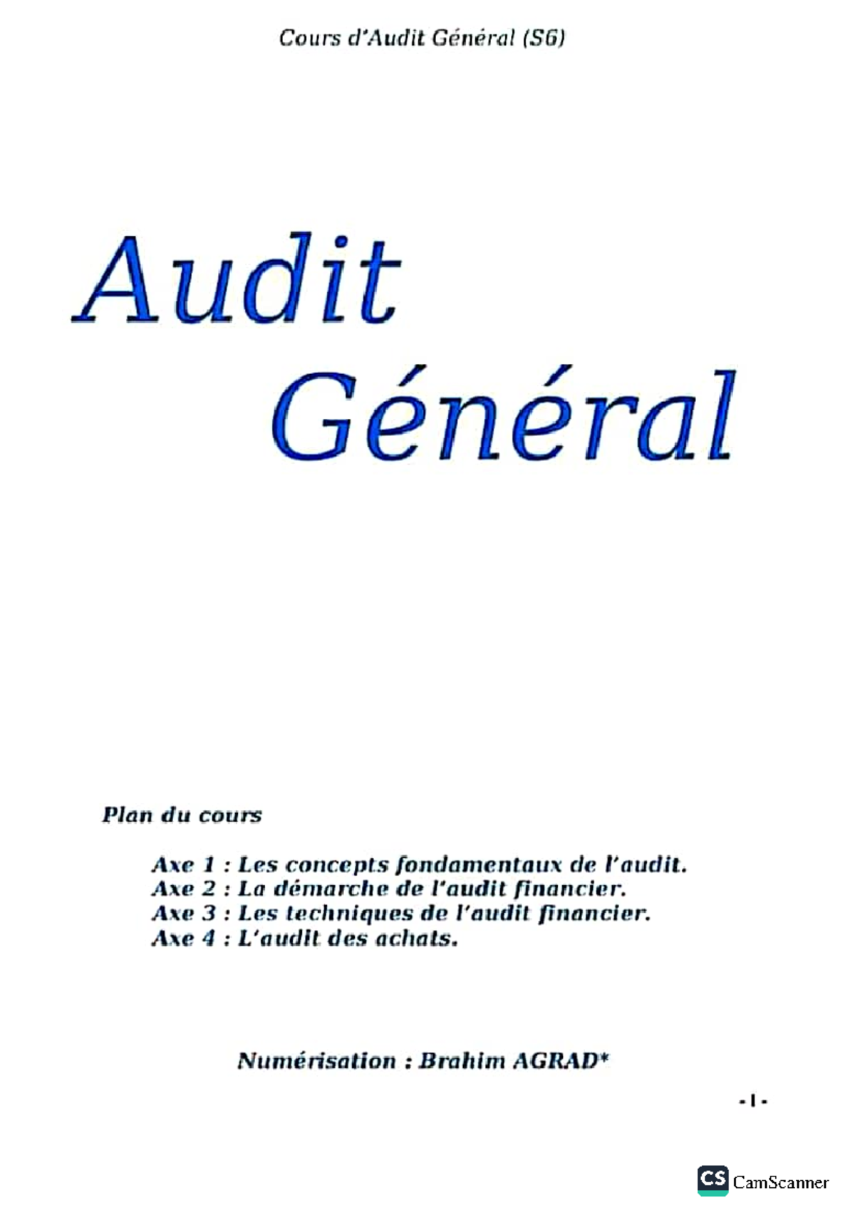 Audit general 1 - Audit général - Studocu