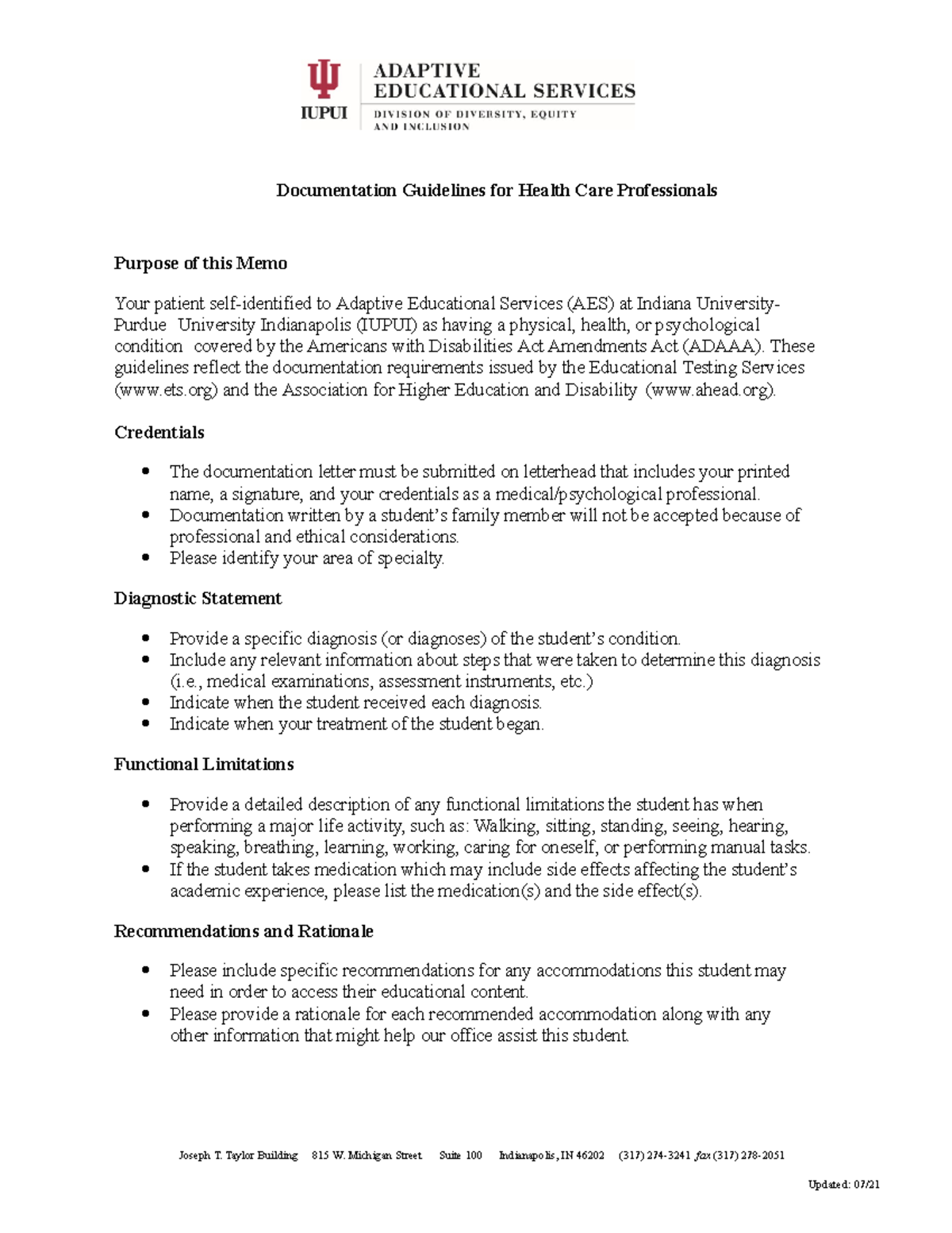 AES Documentation Guidelines - Documentation Guidelines for Health Care ...