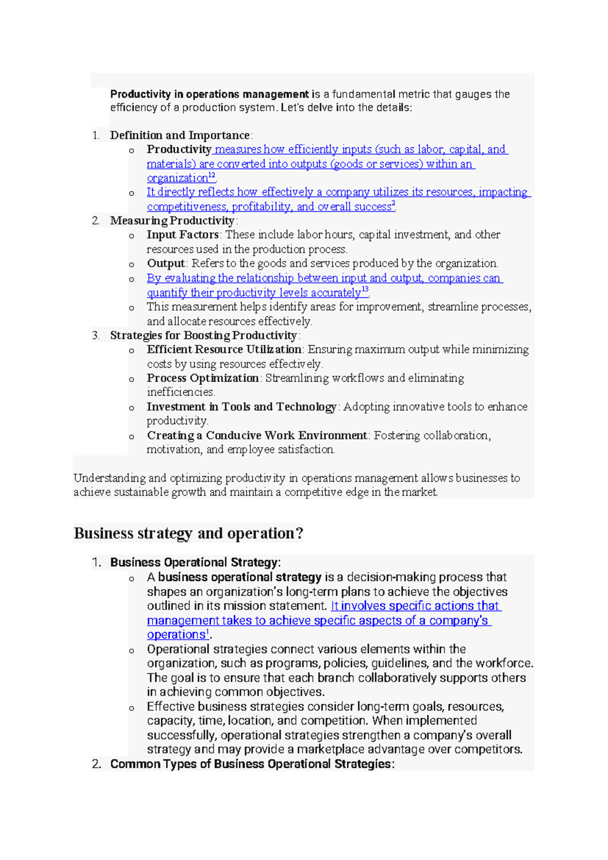 Productivity in operations management - Let’s delve into the details: 1 ...
