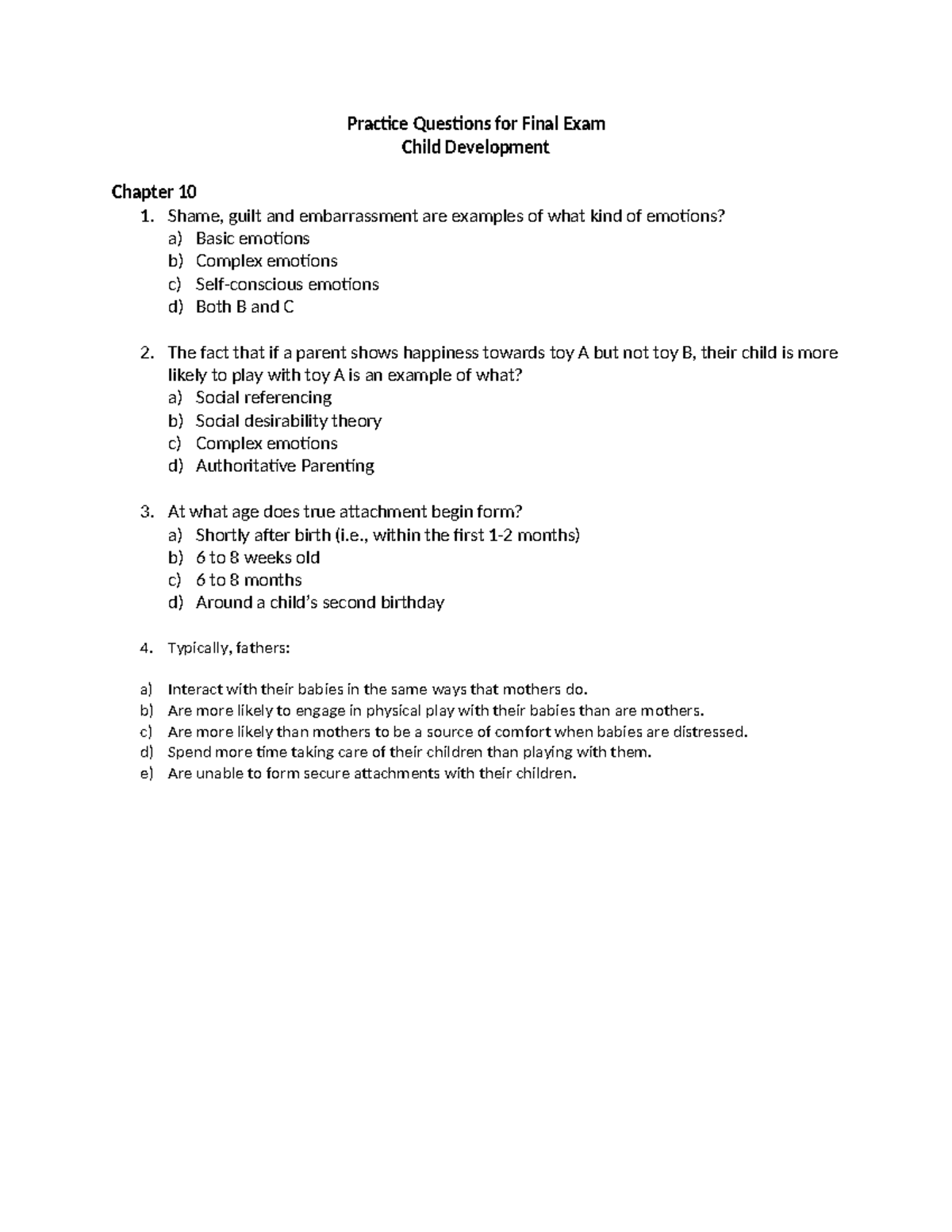 2040 Final Exam Practice Qs - Practice Questions for Final Exam Child ...