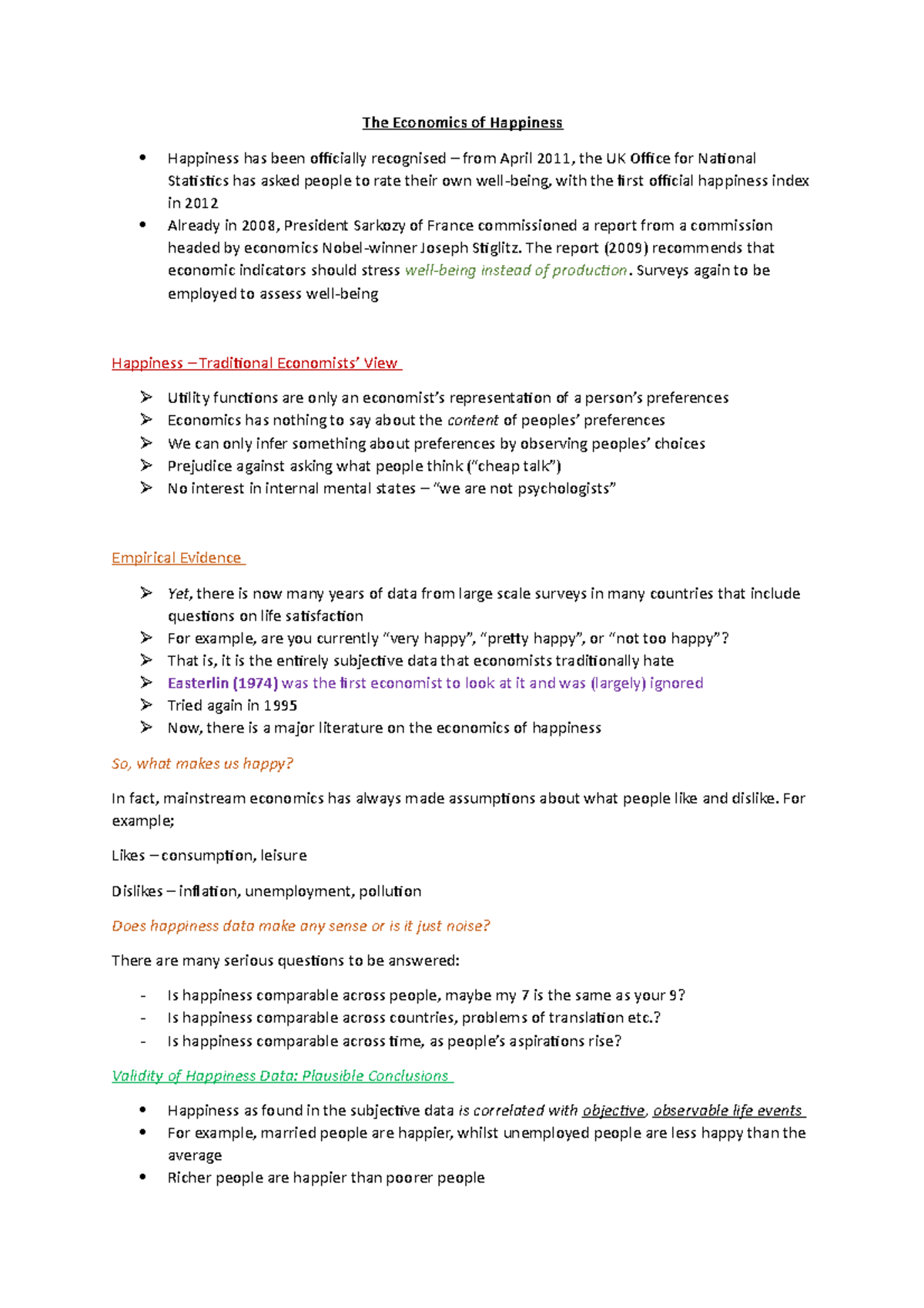 Lecture 9 - The Economics of Happiness - The Economics of Happiness ...