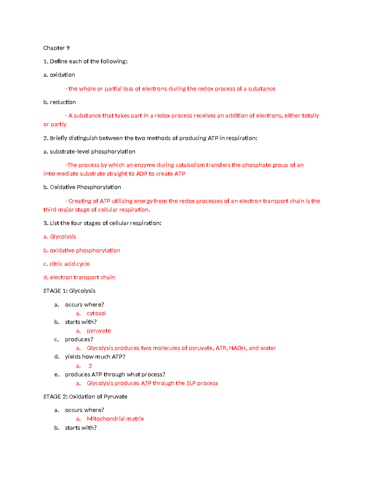 Chapter 9 study Guide - Chapter 9 Define each of the following: a ...