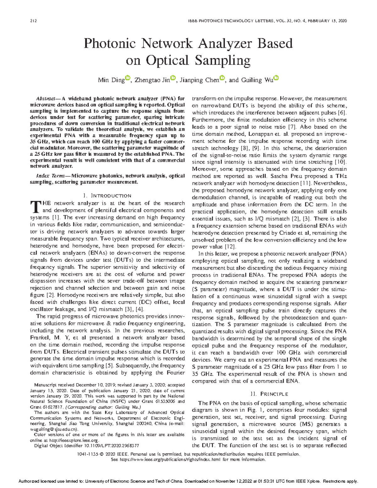 Photonic Network Analyzer Based on Optical Sampling - 212 IEEE ...