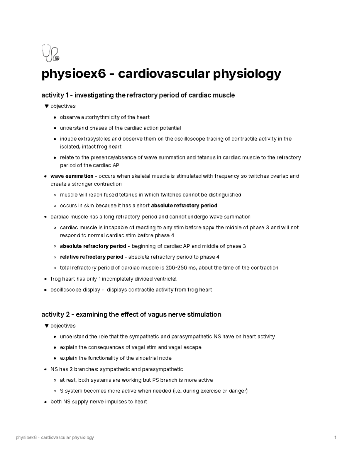 Physioex 6 - cardiovascular physiology - 🩺 physioex6 - cardiovascular physiology activity 1 ...