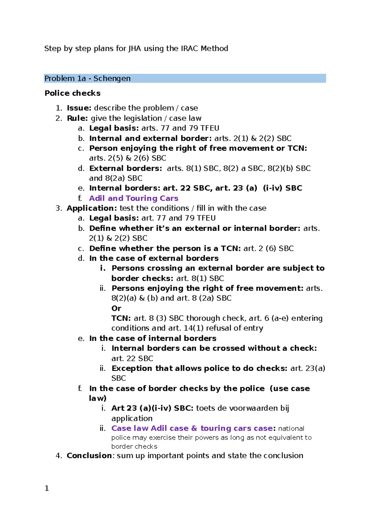 Step by step plan - JHA - Stappenplan using irac - Step by step plans ...