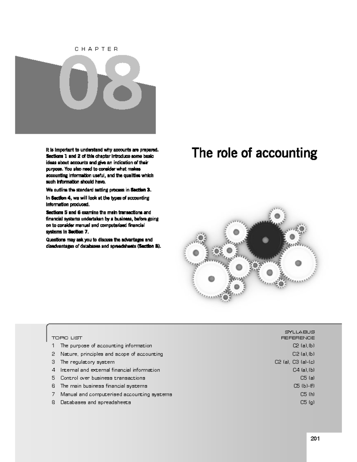 Chapter 8 The Role of Accounting - C H A P T E R TOPIC LIST SYLLABUS ...