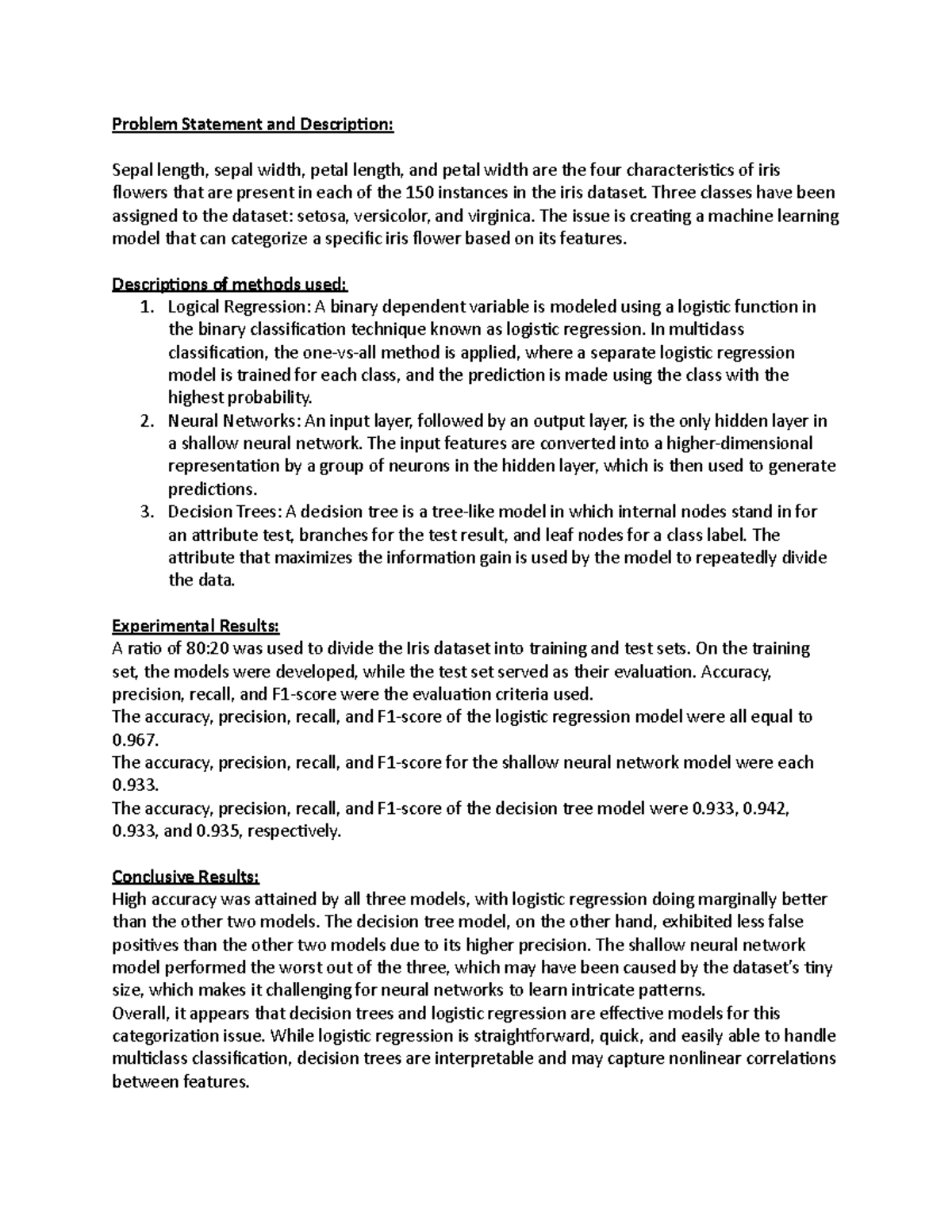 Assignment 2 - Problem Statement and Description: Sepal length, sepal ...