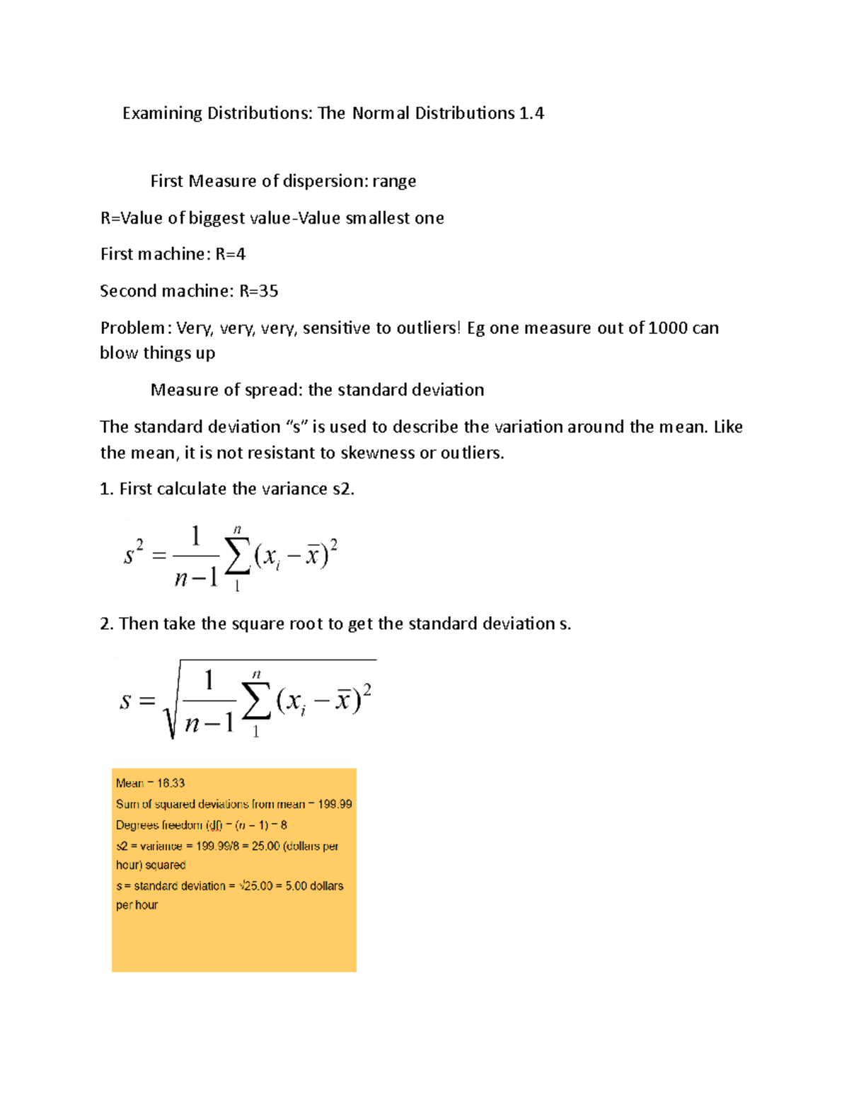 SC-MATH-1532 Chapter 1 part 4 - Examining Distributions: The Normal Distributions 1. First ...