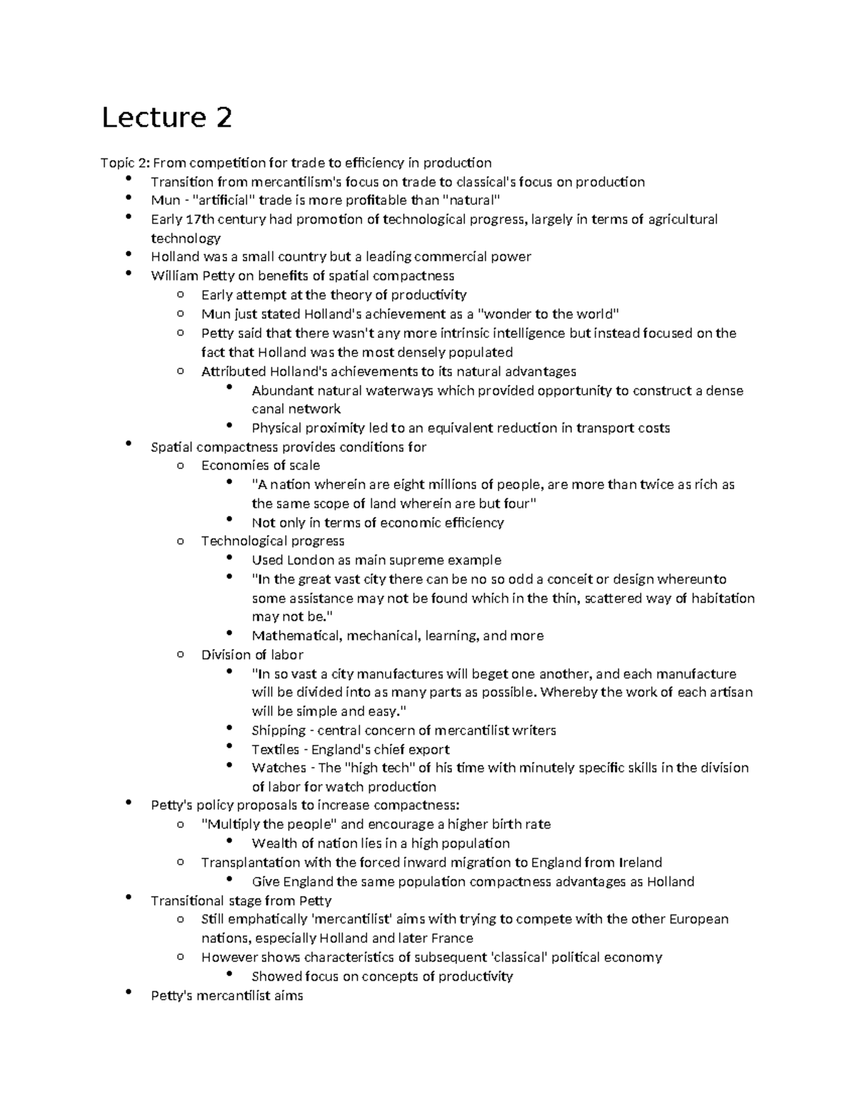 History Lecture 2 - Notes - Lecture 2 Topic 2: From competition for ...