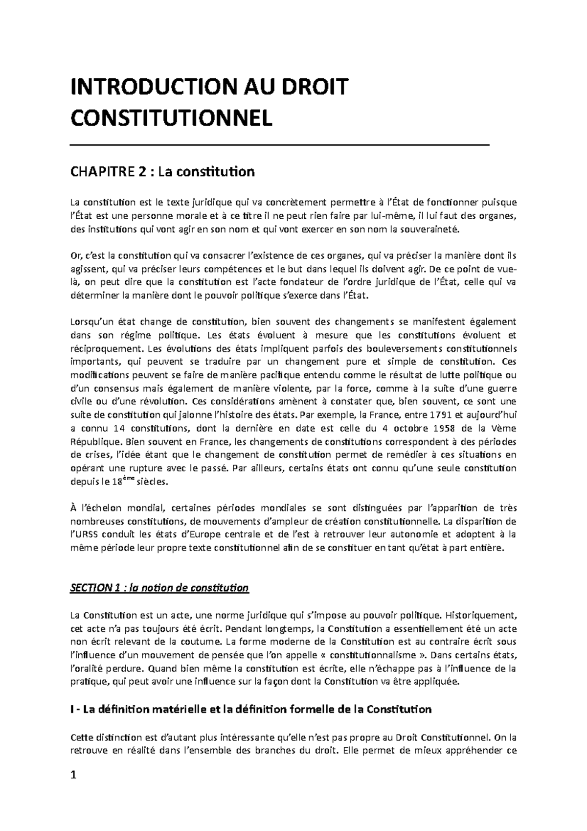 Droit Constit - Chapitre 2 - INTRODUCTION AU DROIT CONSTITUTIONNEL ...