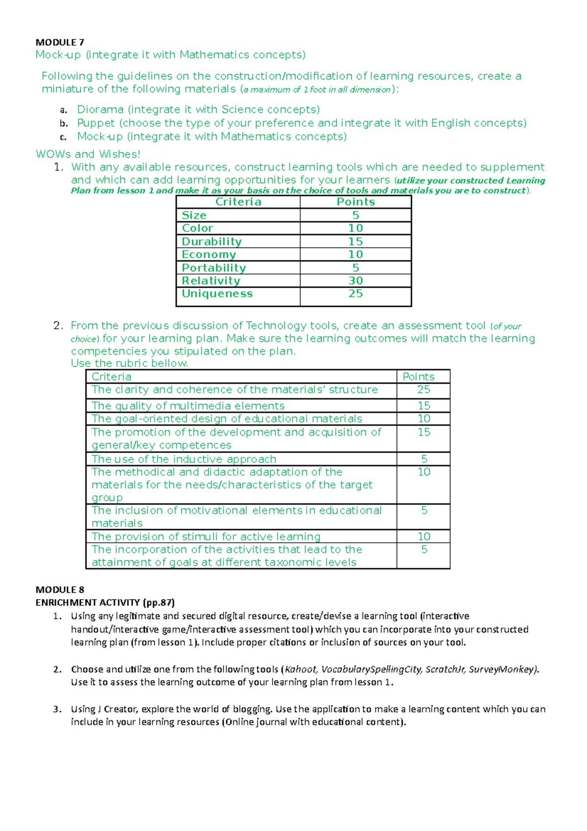 ICT not done yet - module - MODULE 7 Mock-up (integrate it with ...