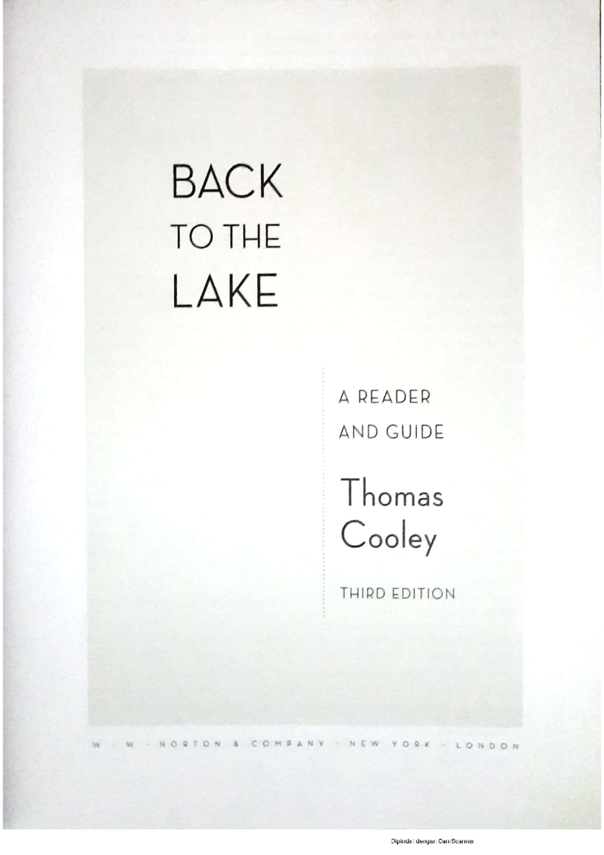Back to the Lake - article - ENGL-1000 - Studocu