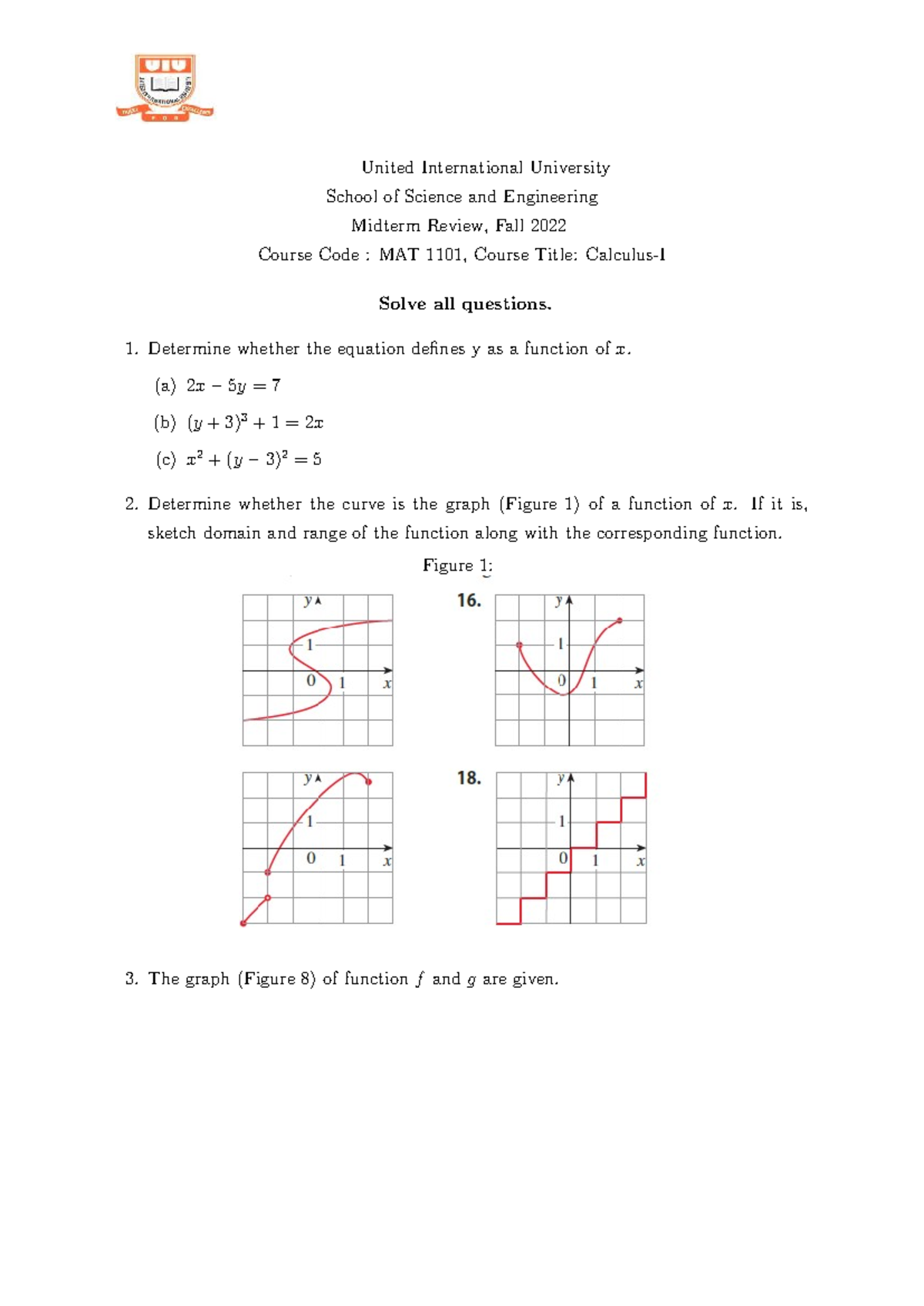 Sample question - United International University School of Science and ...