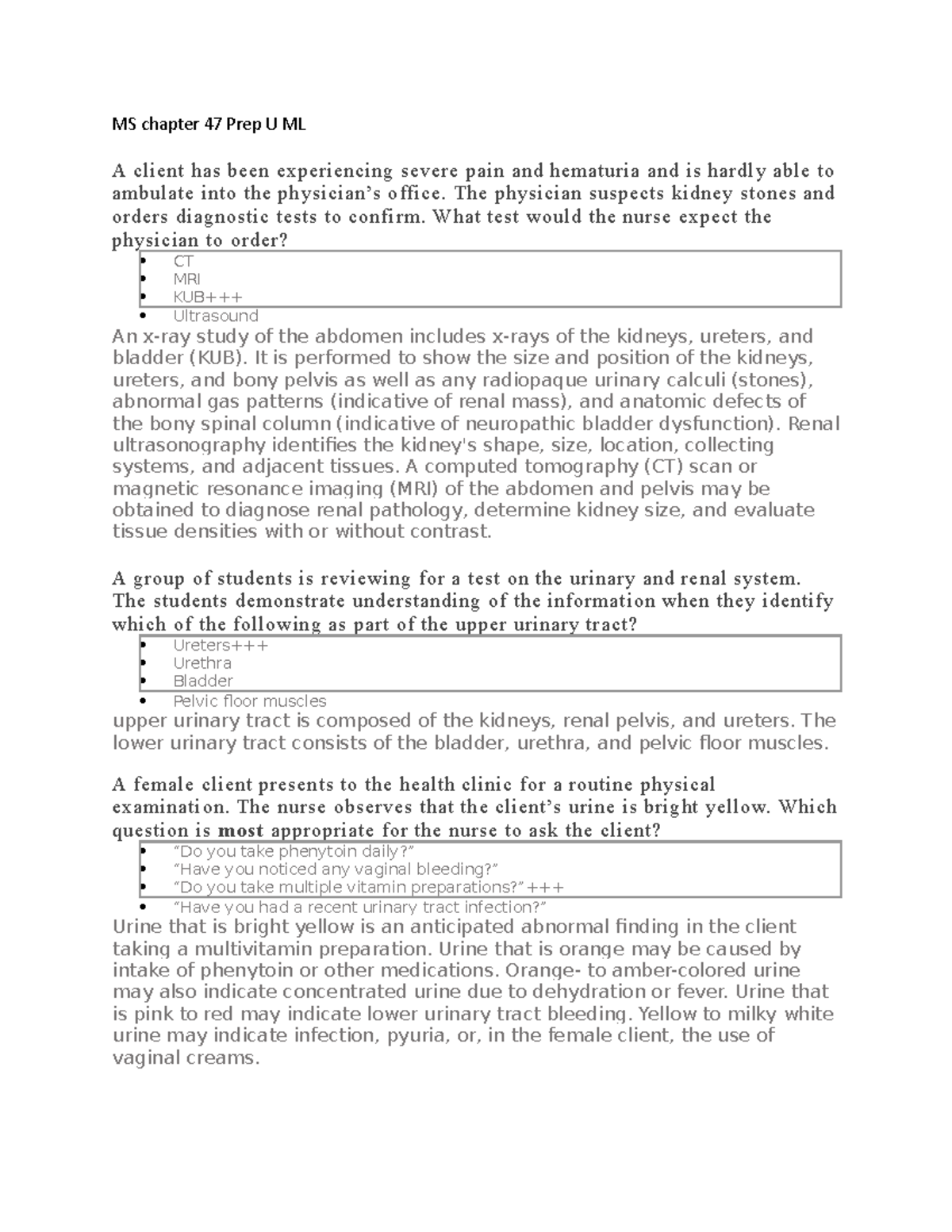 MS chapter 47 Prep U ML - Lippincott Prep U ML 8 - MS chapter 47 Prep U ...