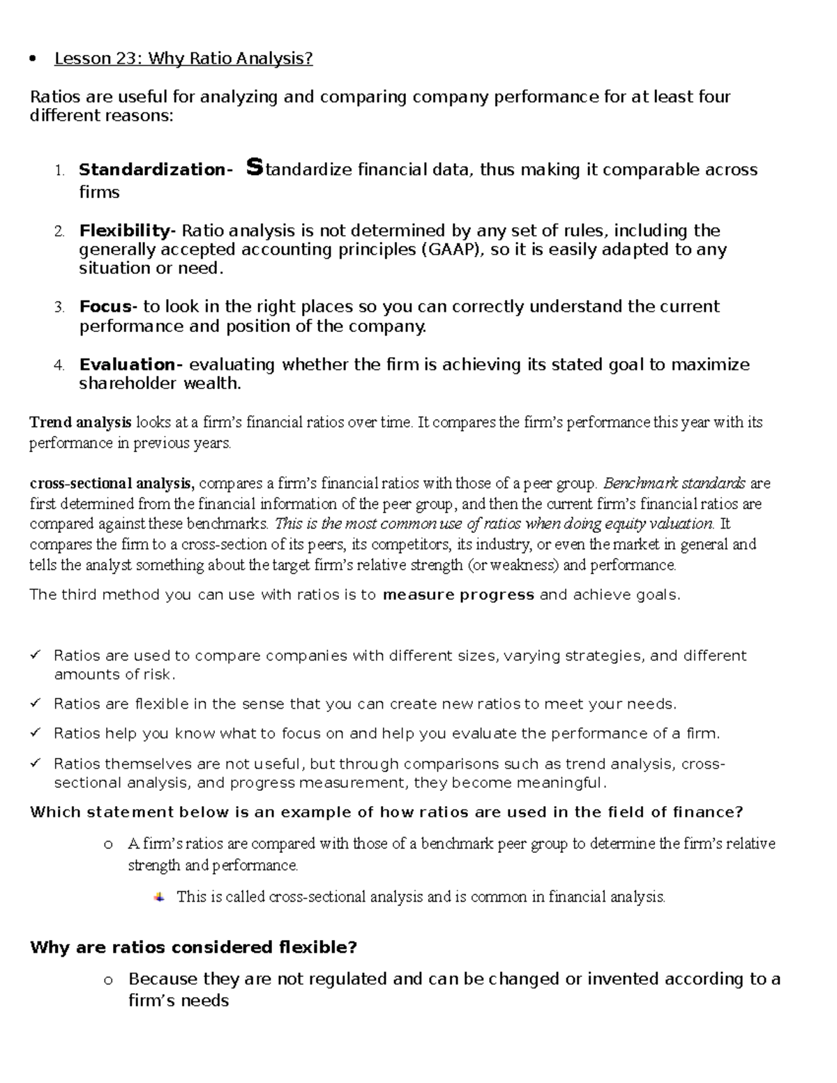 Lesson 23 Why Ratio Analysis - Lesson 23: Why Ratio Analysis? Ratios ...