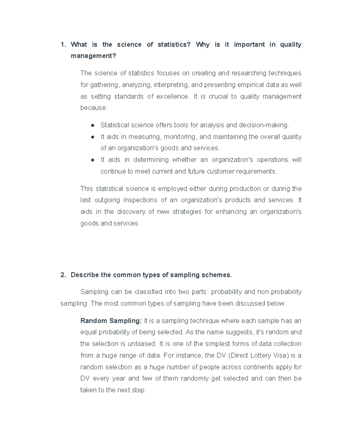 BANL 6 - science of statistics, common types of sampling schemes ...