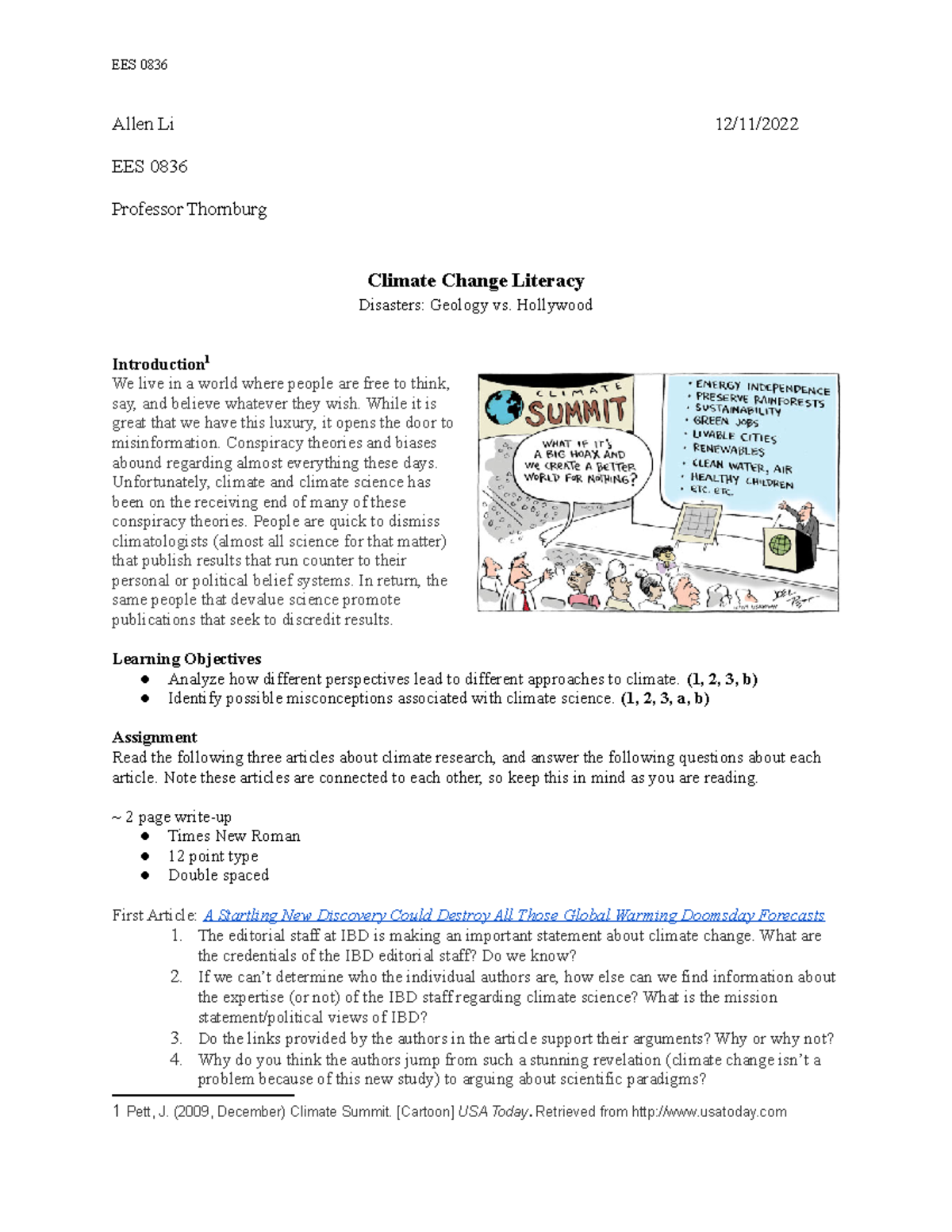 HW Climate Literacy - EES 0836 Allen Li 12/11/ EES 0836 Professor ...