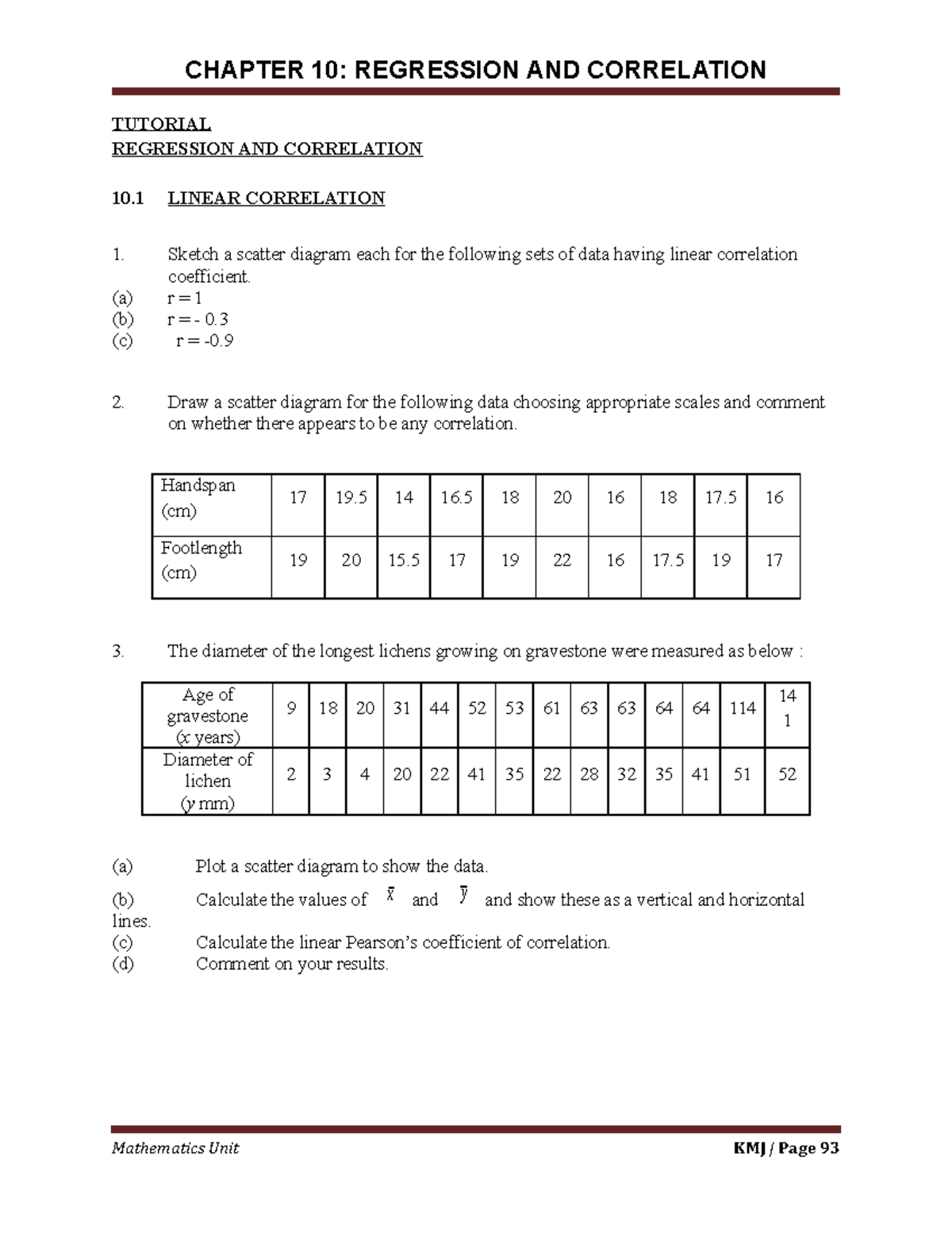 [10] CH10 Regession Correlation - TUTORIAL REGRESSION AND CORRELATION 10 LINEAR CORRELATION ...