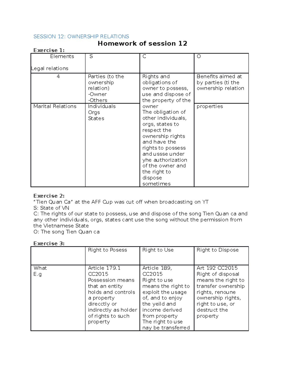 Homework OF Session 12 - SESSION 12: OWNERSHIP RELATIONS Homework of ...