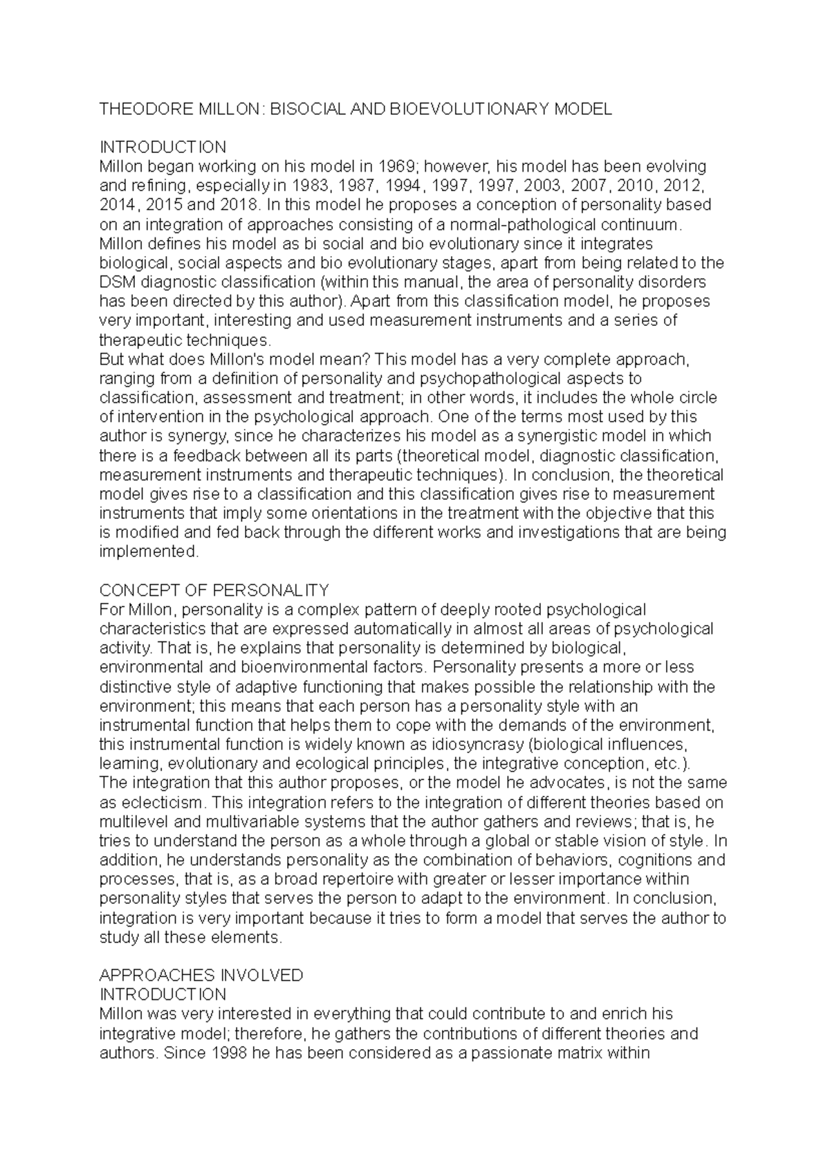 Theodore Millon - Study guide - THEODORE MILLON: BISOCIAL AND ...