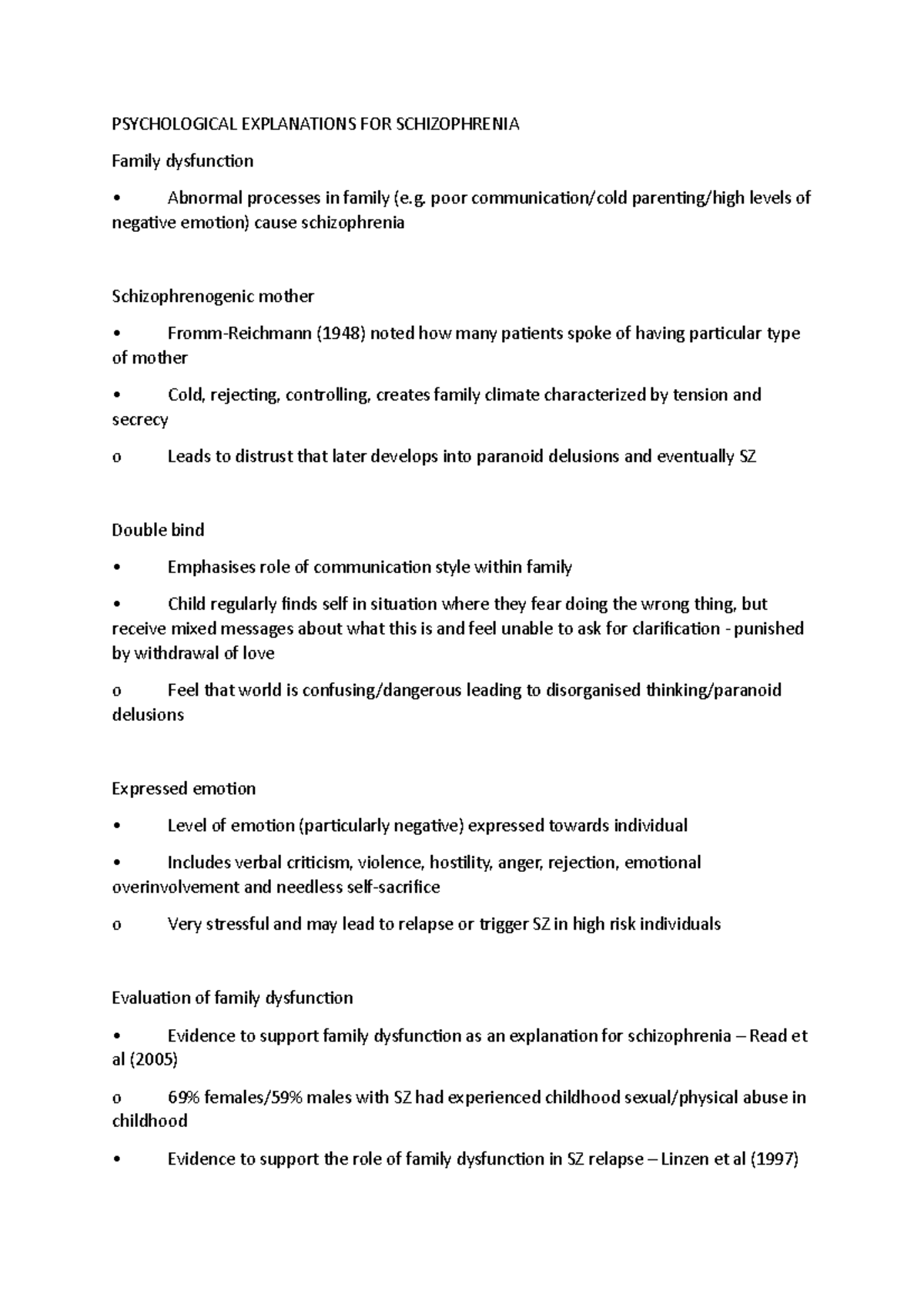 Psychological Explanations FOR Schizophrenia - DD102 - OU - Studocu