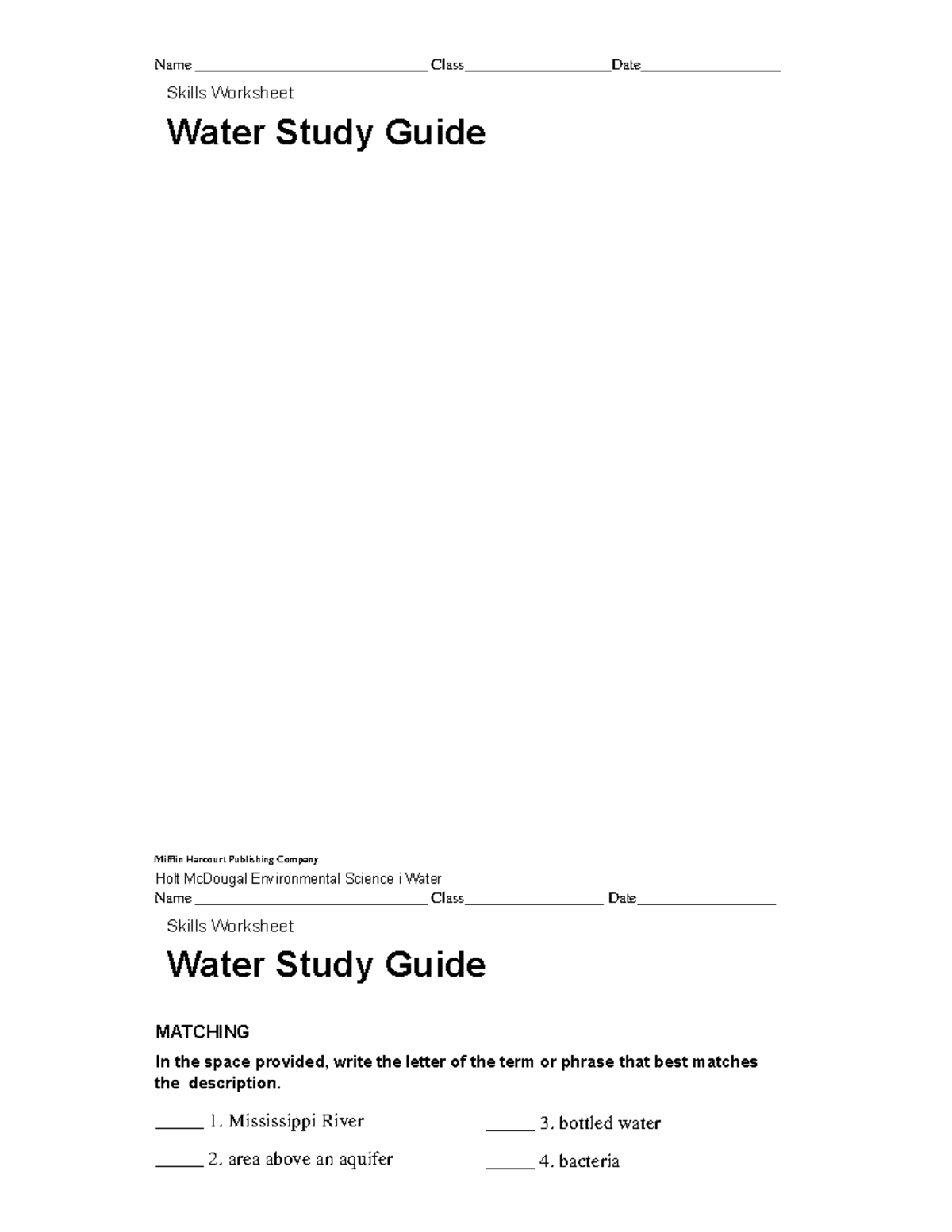Copy of water study guide-2 - Name ______________________________ - Studocu