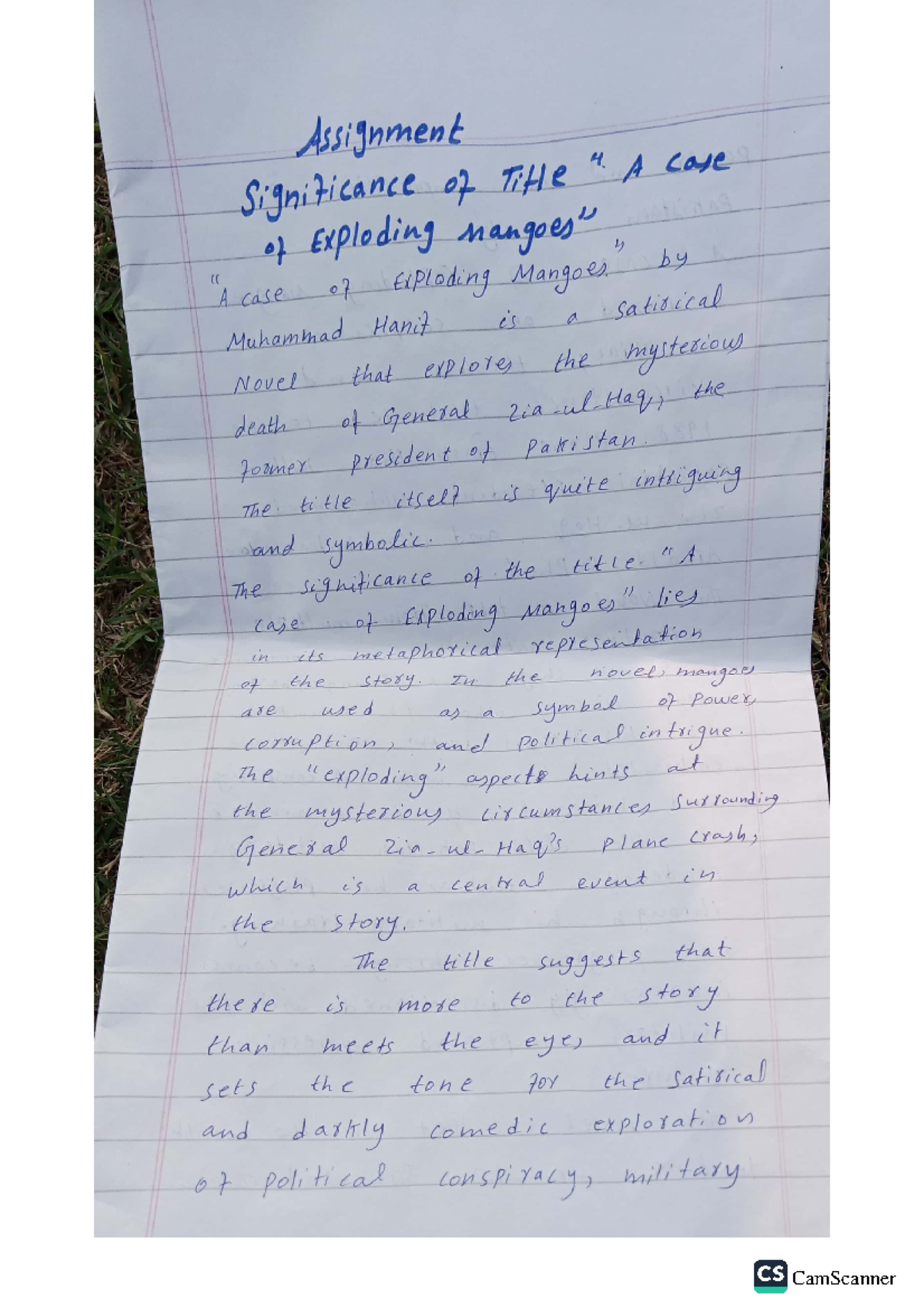 Significance of the title A case of Exploding Mangoes - English ...