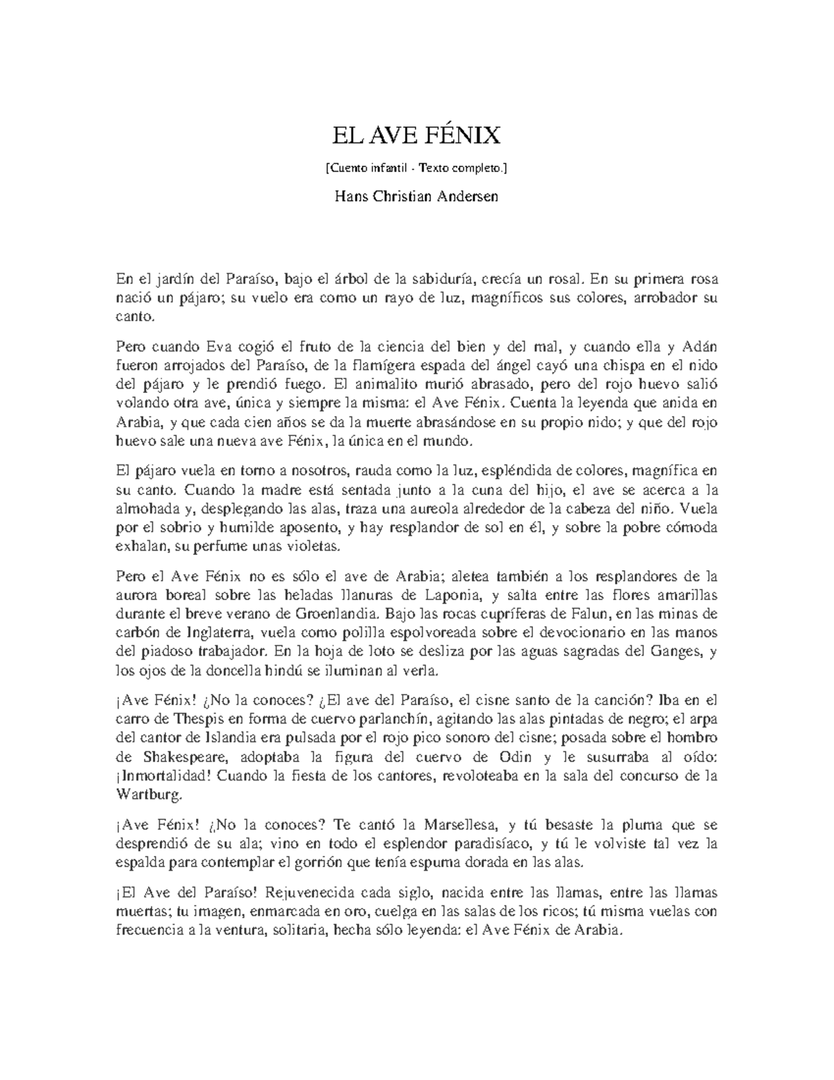 EL AVE FÃ‰NIX - cuentos para el desarrollo - EL AVE FÉNIX [Cuento ...