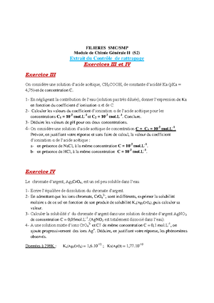Chimie des solutions examens corriges 8 - Exercices de révision- Oxydo-réduction et Piles - Studocu