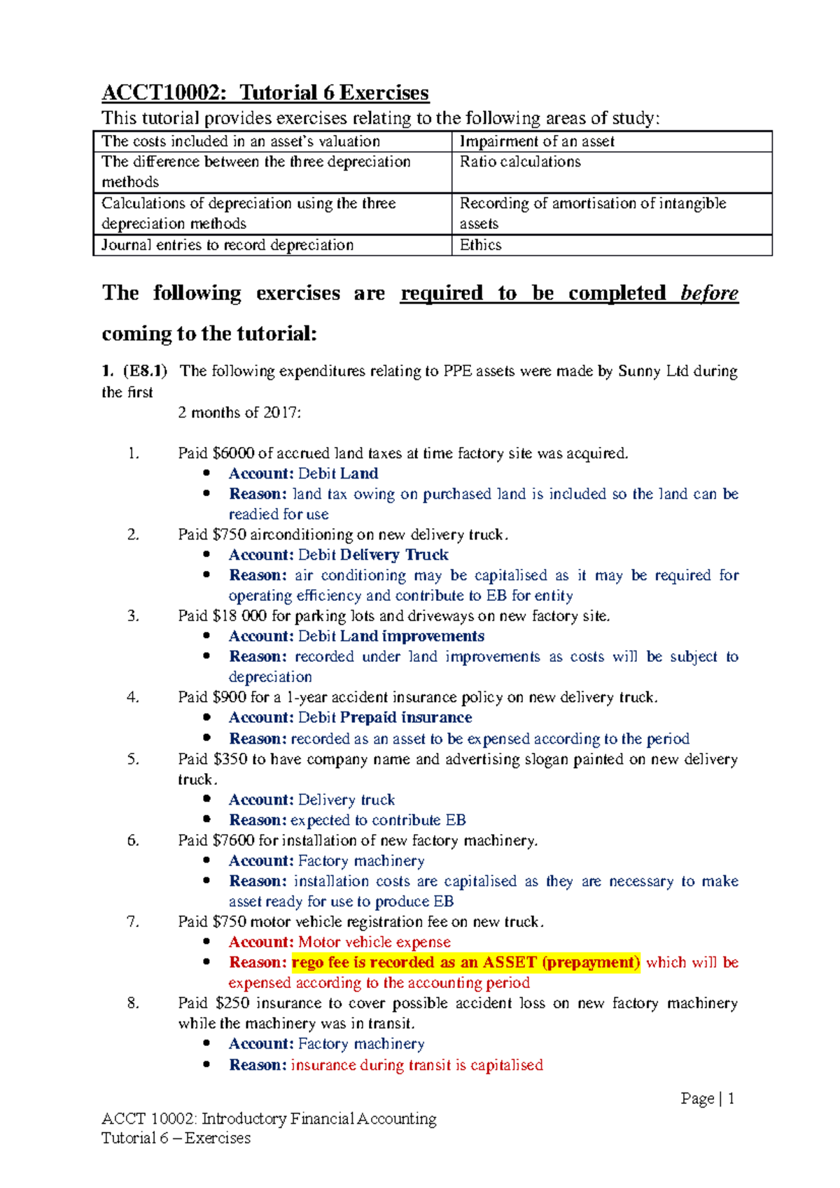 ACCT10002 Tutorial 6 Exercises - ACCT10002: Tutorial 6 Exercises This tutorial provides ...