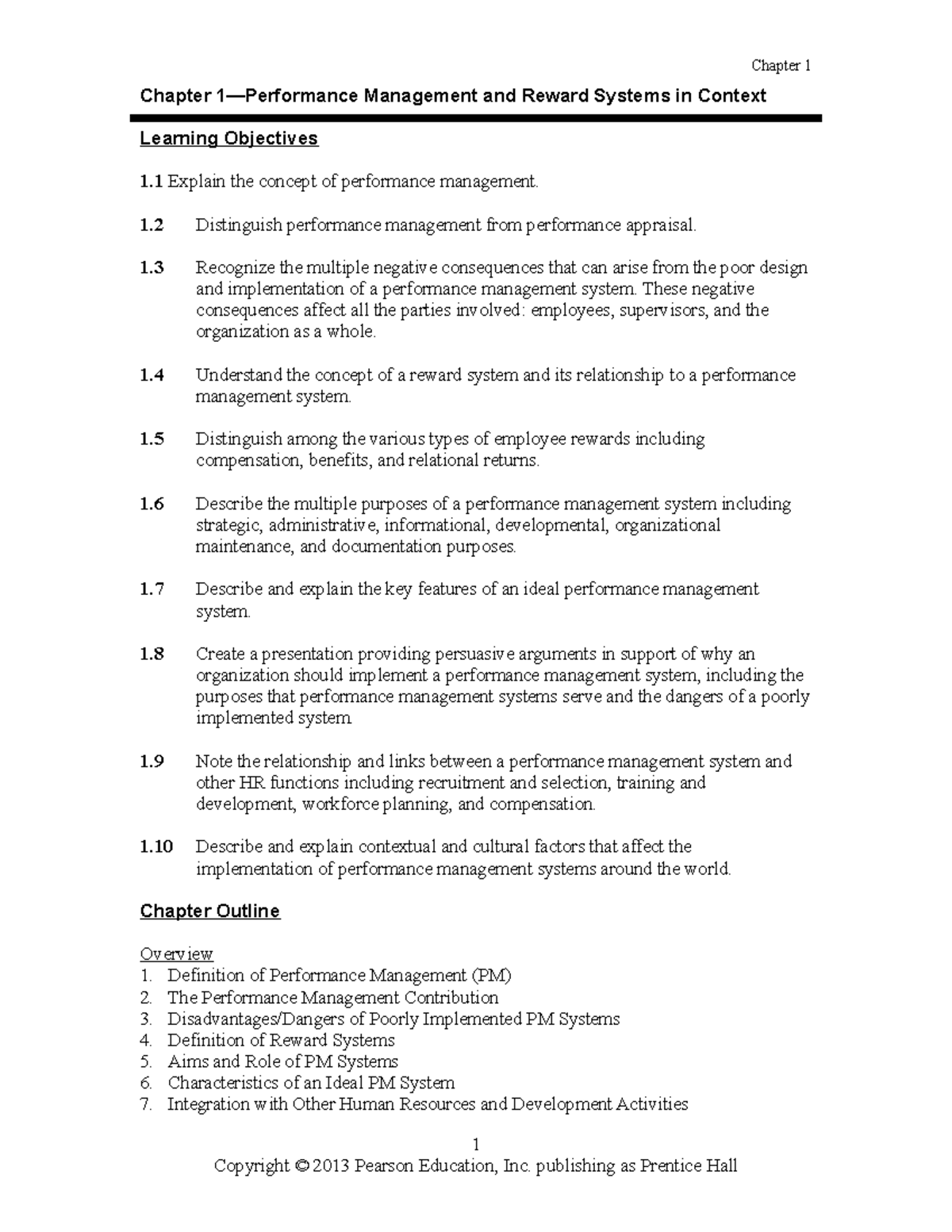 Aguinis pm3 im 01 - Performance Management Notes - Chapter 1 Chapter 1 ...