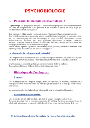 Psychobiologie cm - psychobio cm - PSYCHOBIOLOGIE (COURS MAGISTRAL ...