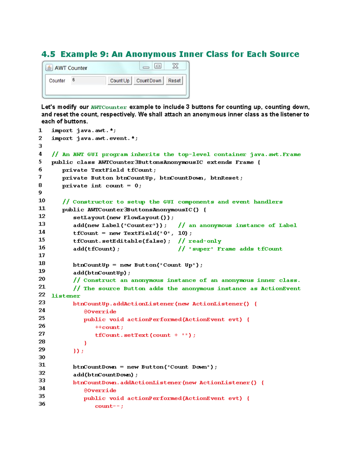 Java Programming Tutorial 38 - 4 Example 9: An Anonymous Inner Class for Each Source Let's ...
