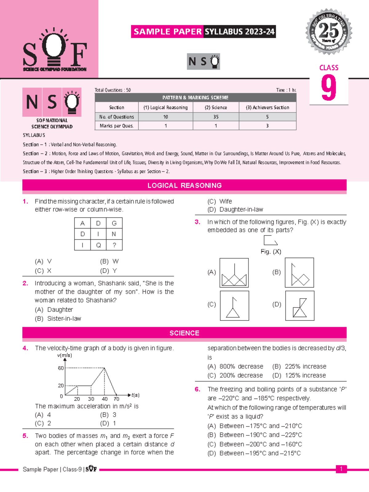 Nso sample paper class-9 - Sample Paper | Class-9 | 1 SAMPLE PAPER ...