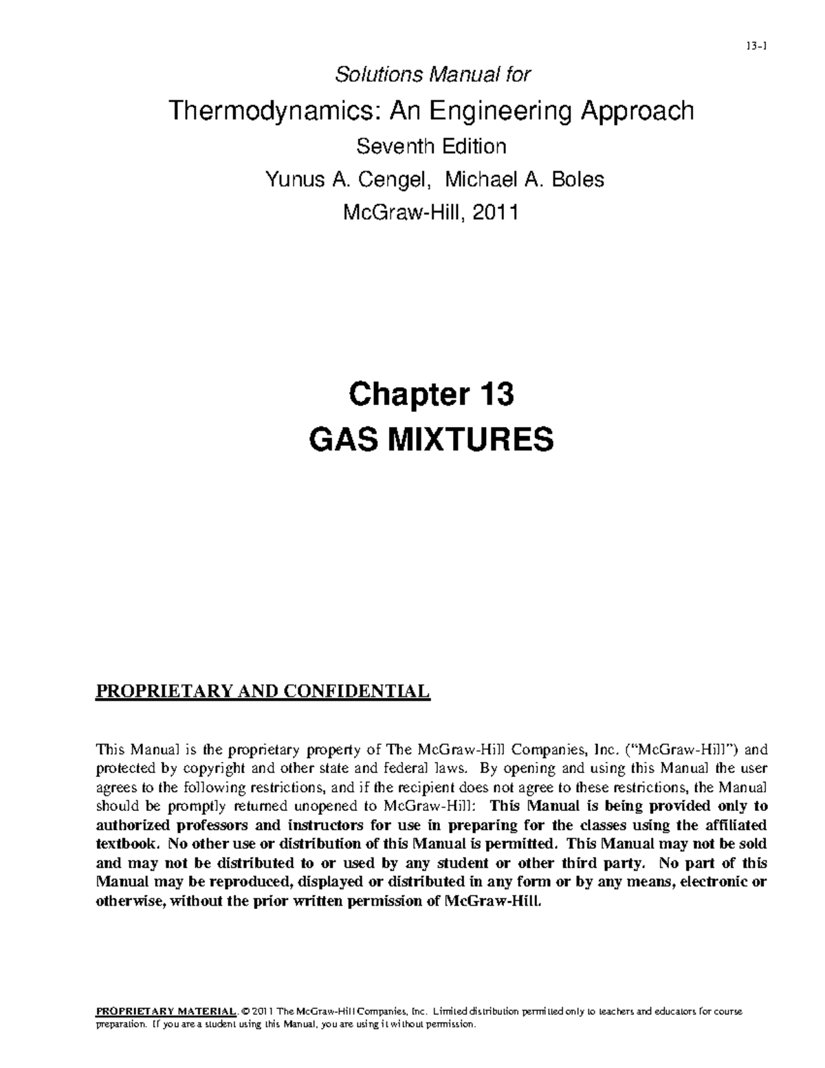 Termo 7 Ca 13-1 - cap 13 - Solutions Manual for Thermodynamics: An ...