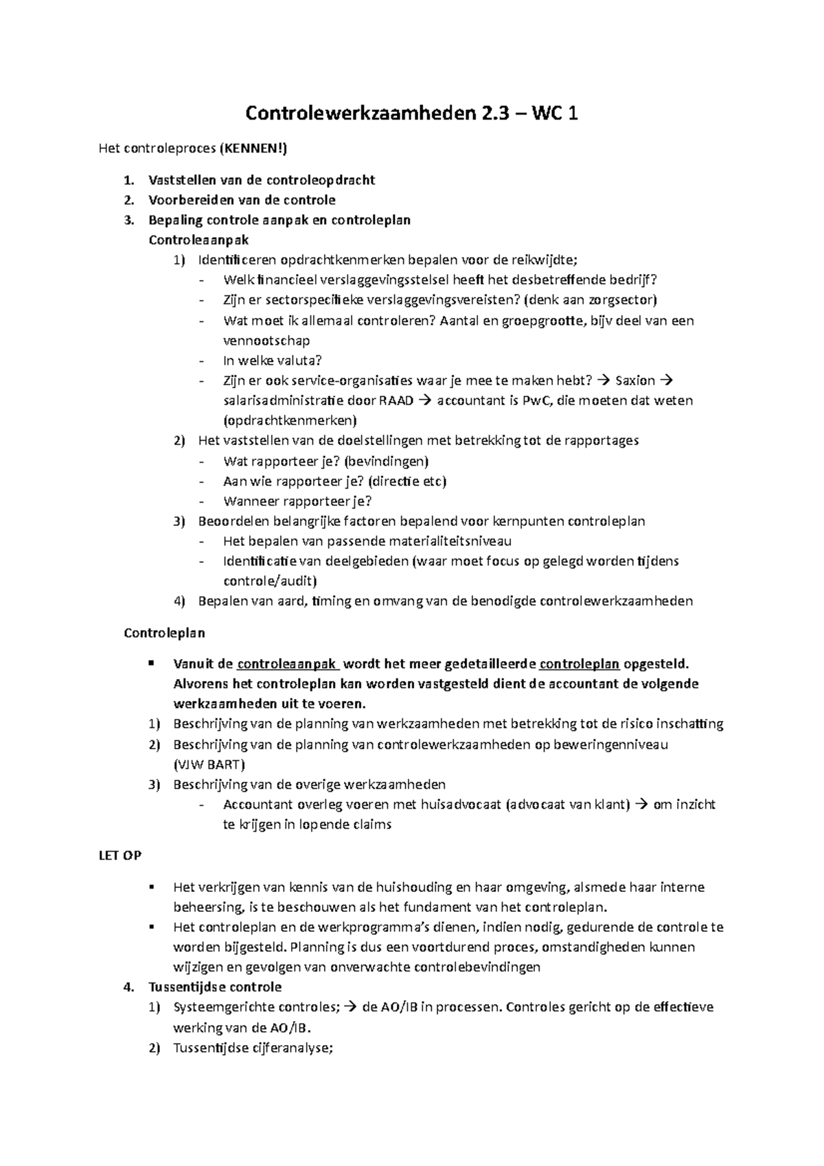 Theorie WC 1 Controlewerkzaamheden 2 - Controlewerkzaamheden 2 – WC 1 ...