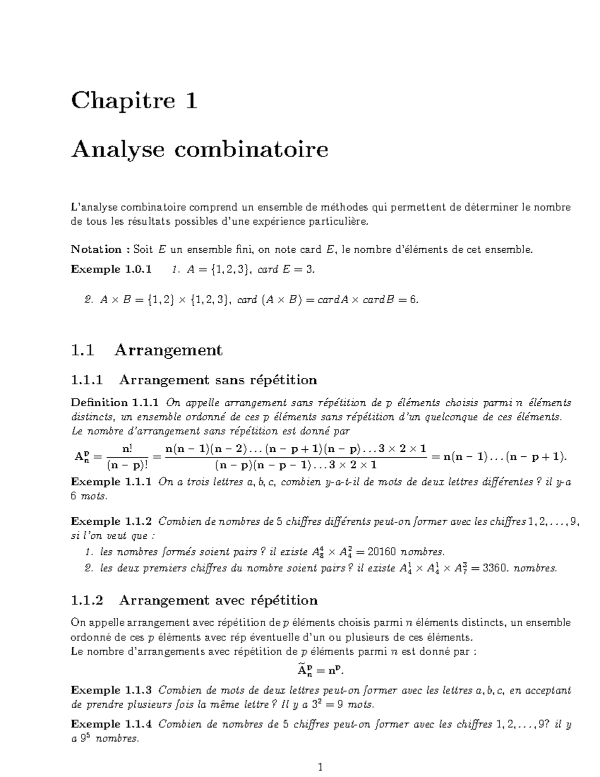 Probabilités et Statistique 2 - Chapitre 1 Analyse combinatoire L’analyse combinatoire comprend ...