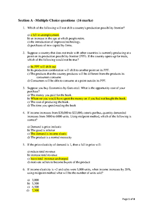 Week 12 Revision Tutorial - MCD2020 Microeconomics Tutorial 12 Revision Questions Q Monica and ...