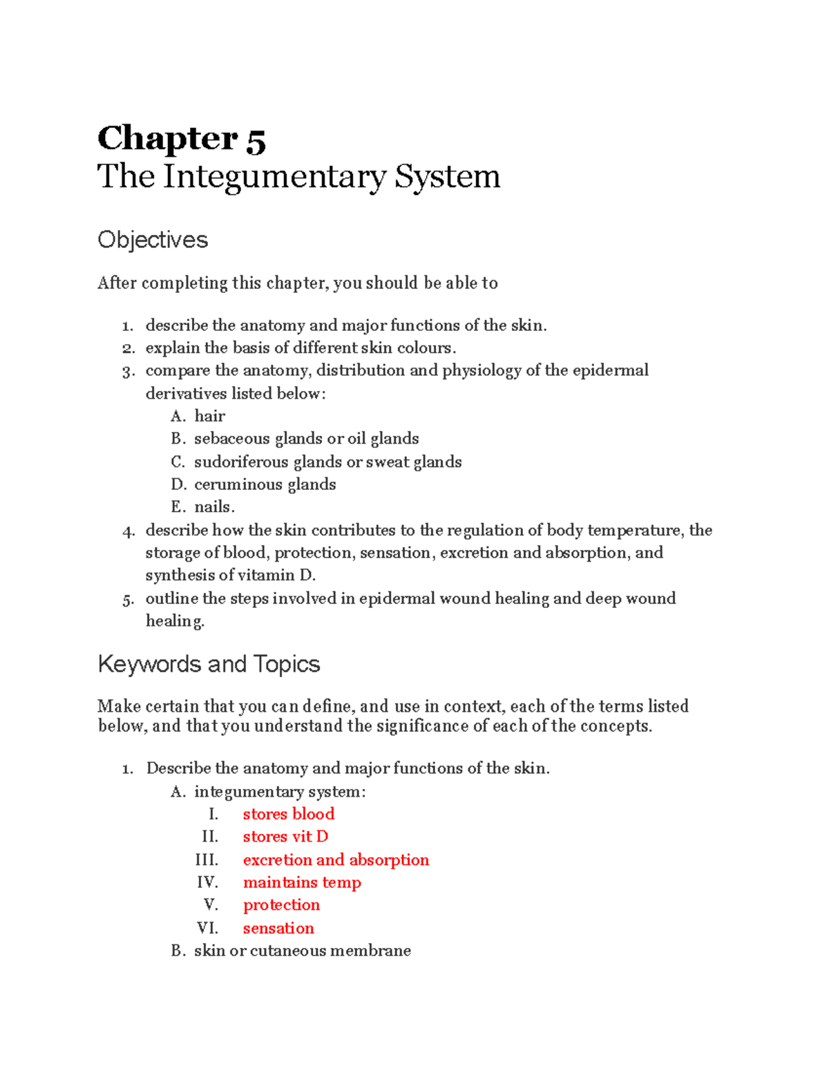 Chapter 5 - Lecture notes 5 - Chapter 5 The Integumentary System ...