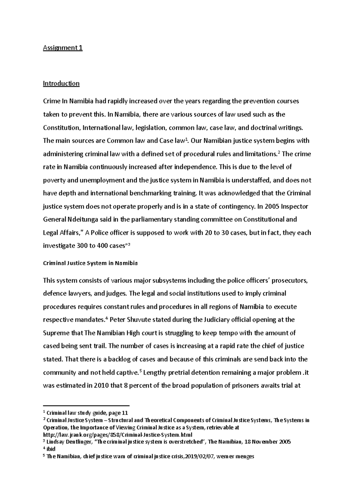 Assignment 1 criminal law-2023 - Criminal Law II - UNAM - Studocu