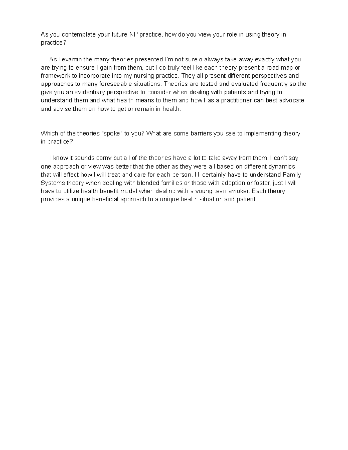 Week 5 reflection - As you contemplate your future NP practice, how do ...