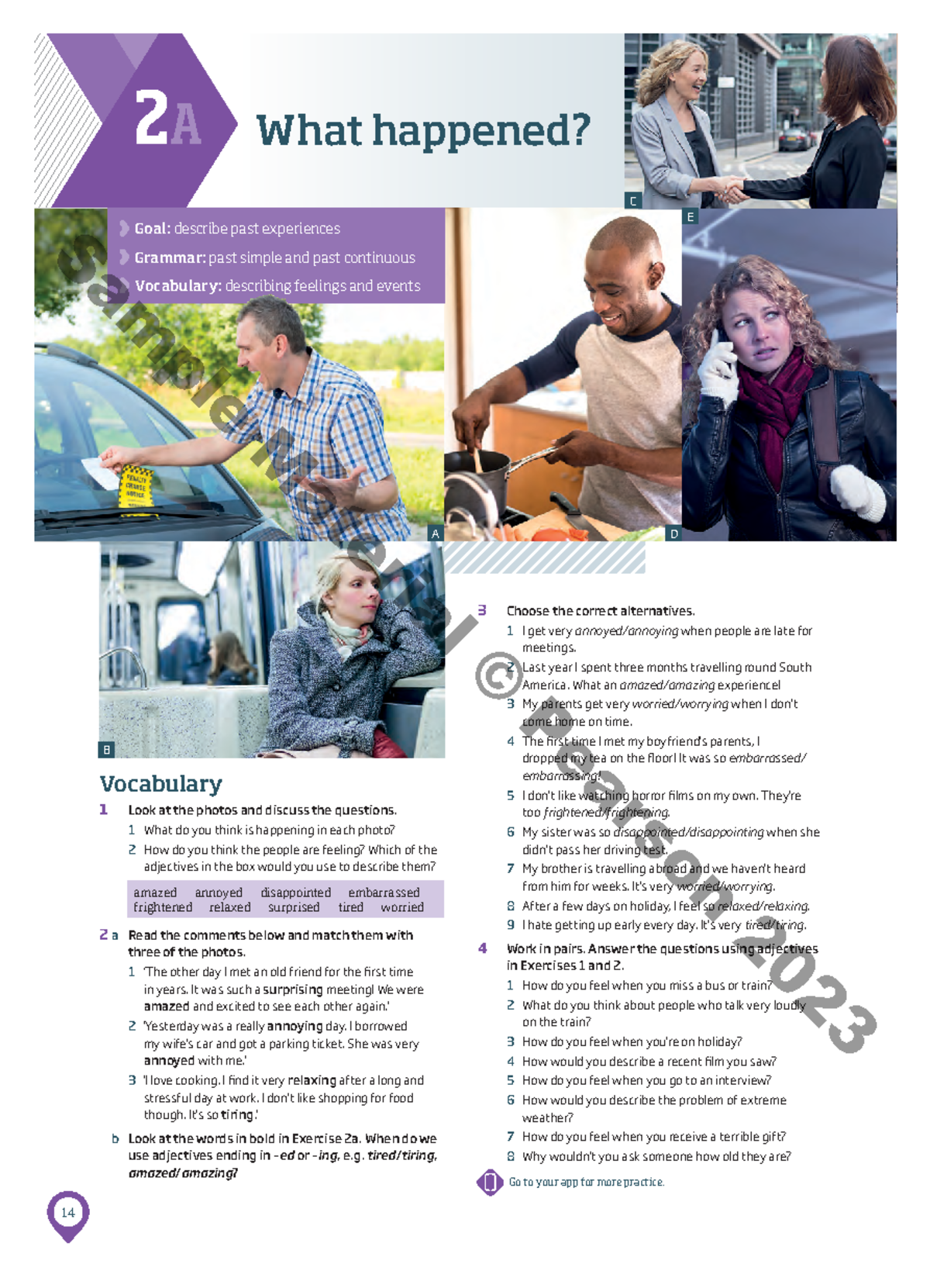 Roadmap B1 U2 - Student Book - 2 A What happened? Vocabulary 1 Look at ...